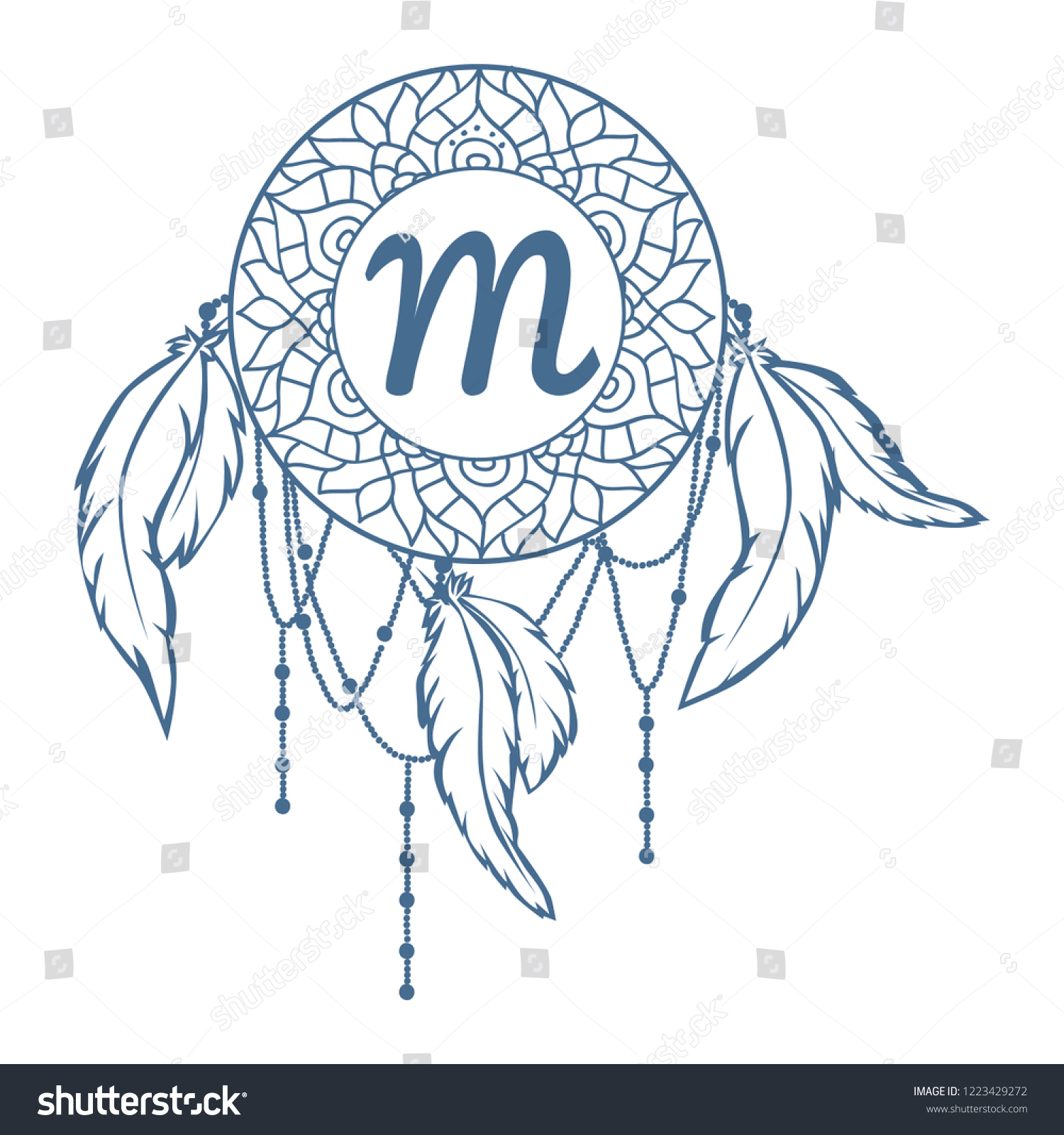 Dream Catcher Monogram Logo Icon Stock Vector (Royalty Free) 1223429272 ...