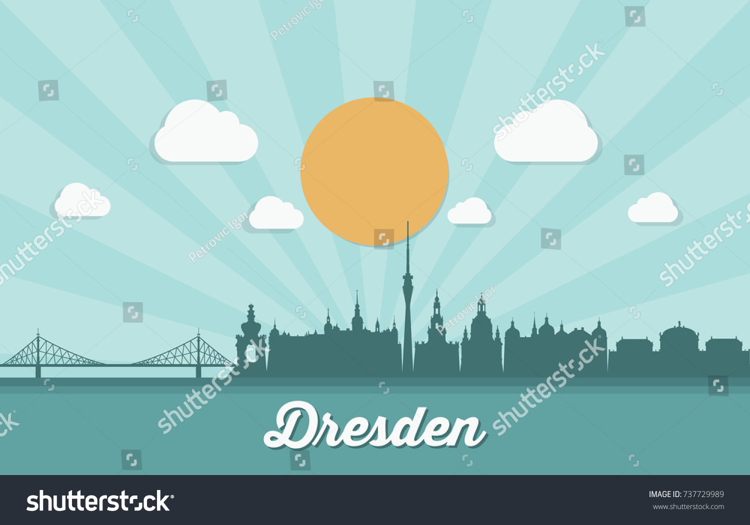 Dresden Skyline Germany Vector Illustration Stock Vector (Royalty Free ...