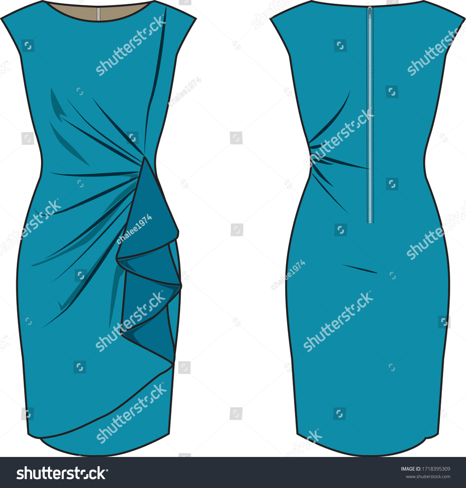 Dress Lady Vector Template Pattern Stock Vector (Royalty Free ...