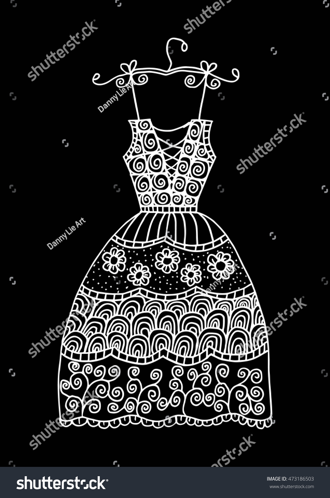 Dress Zentangle: vector de stock (libre de regalías) 473186503 ...