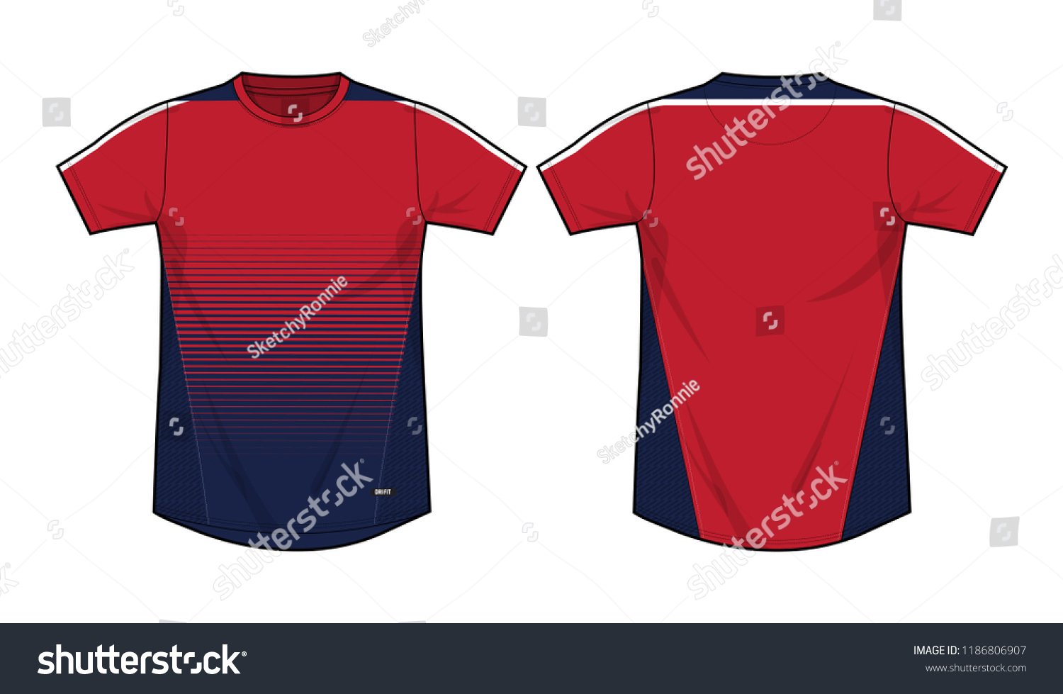 Dri Fit Jersey Template Vector Stock Vector (Royalty Free) 1186806907 ...