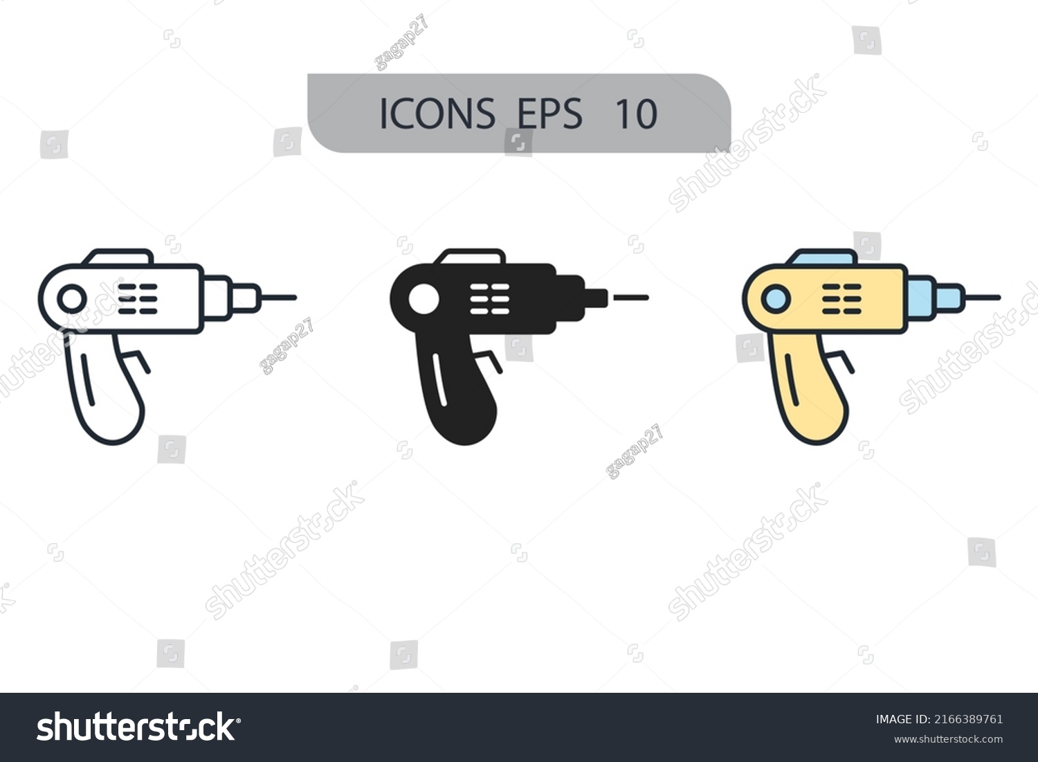 Drill Icons Symbol Vector Elements Infographic Stock Vector (Royalty ...