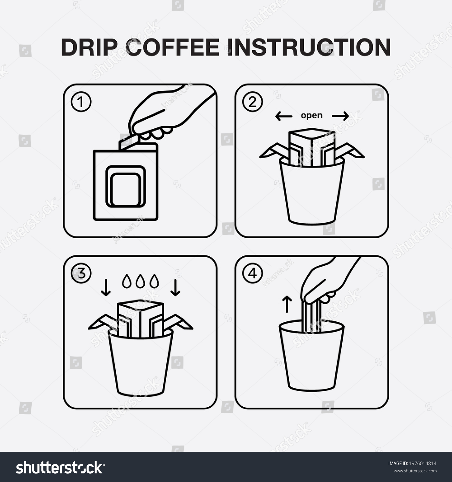 Drip Coffee Brewing Process Icon Set Stock Vector (Royalty Free ...
