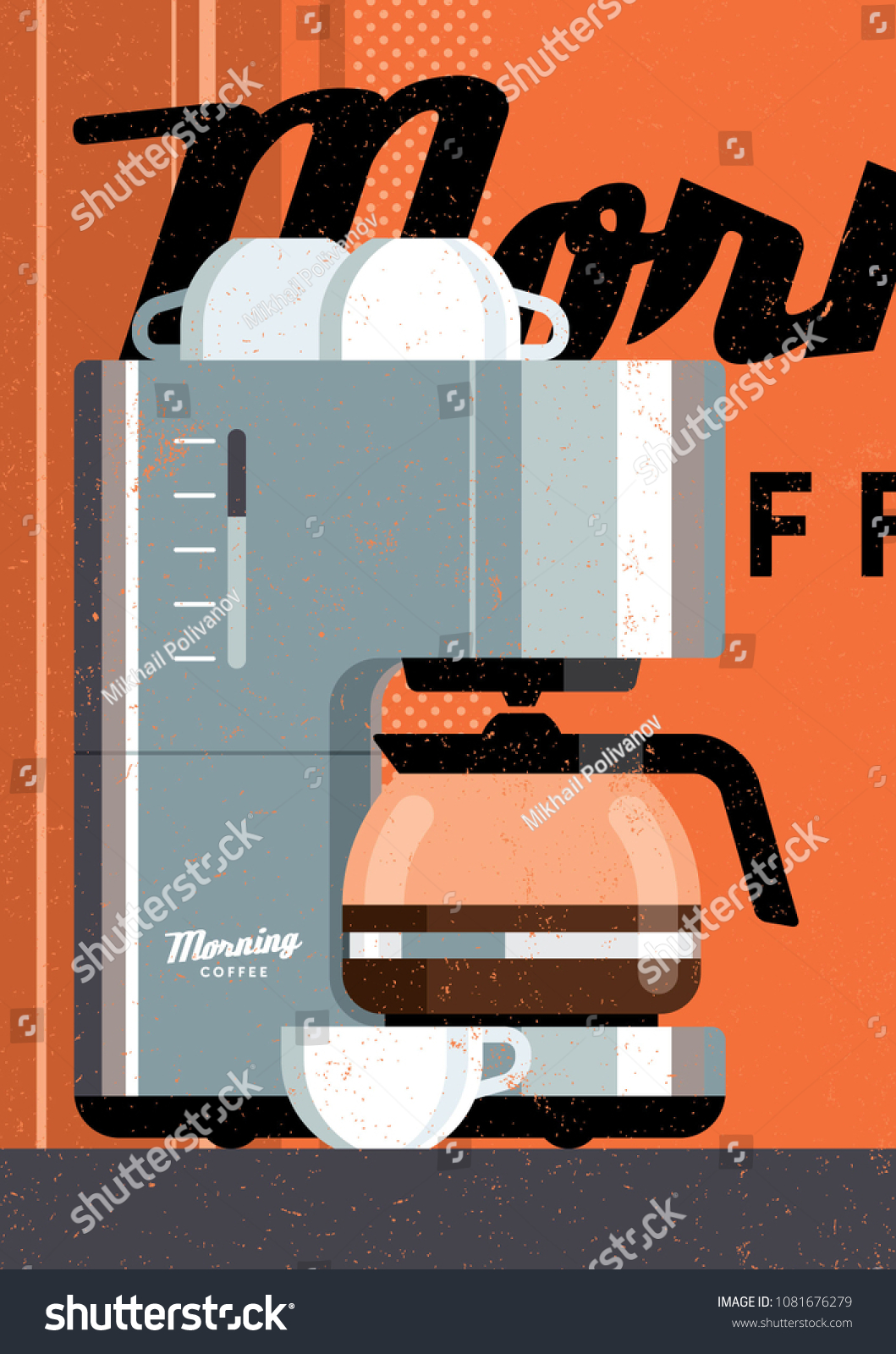 Drip Coffee Machine Interior Poster Stock Vector (Royalty Free ...