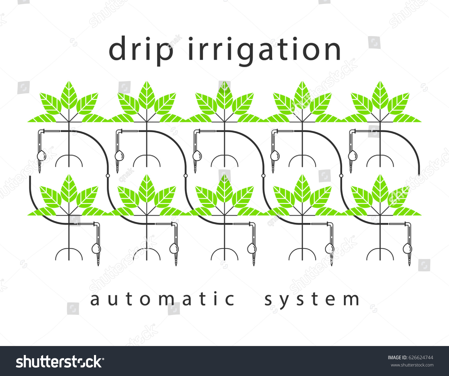 Drip Irrigation System Linear Infographics 스톡 벡터(로열티 프리) 626624744 ...