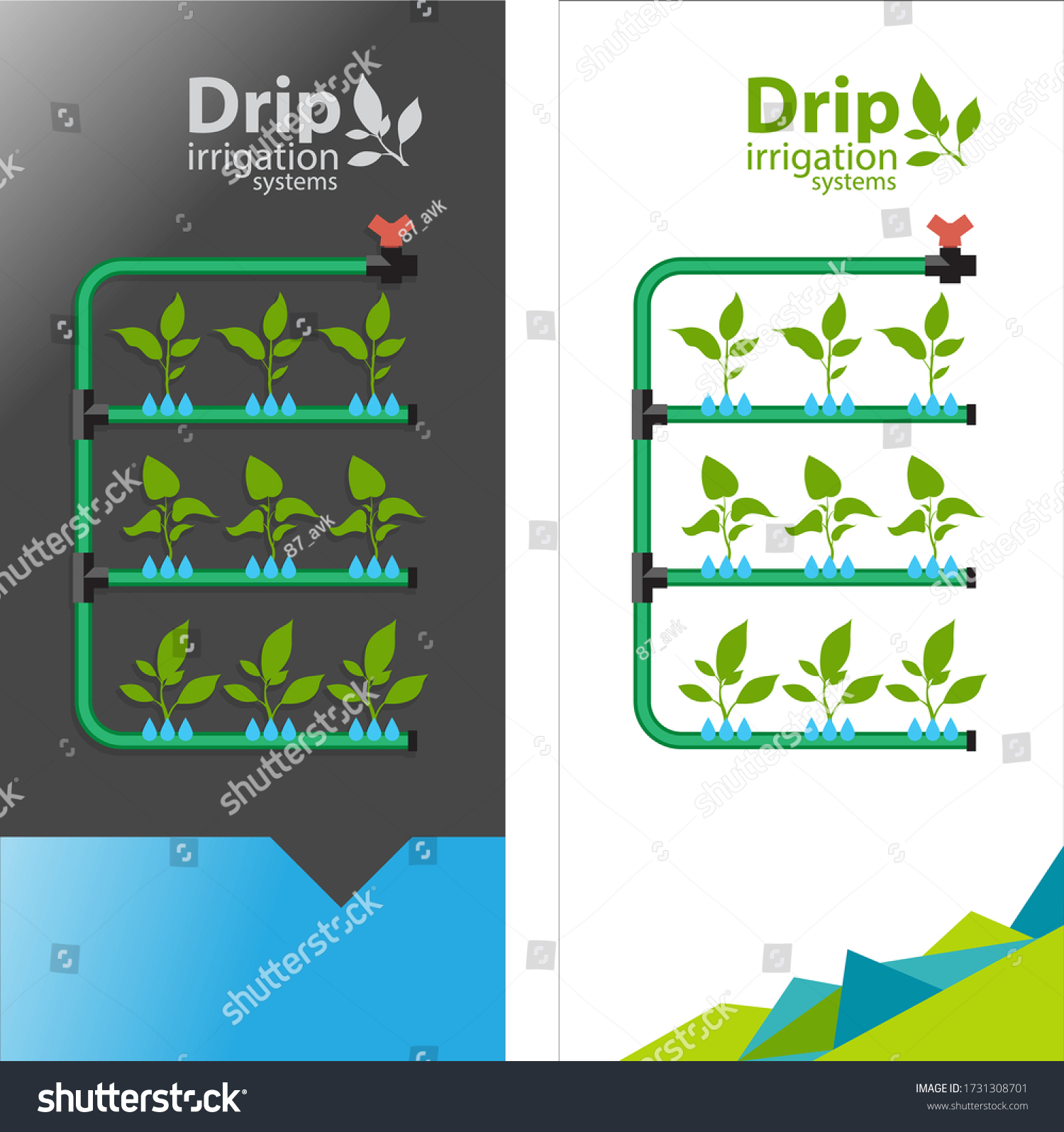 Drip Irrigation Systems Flyer Icon Scheme: เวกเตอร์สต็อก (ปลอดค่า ...