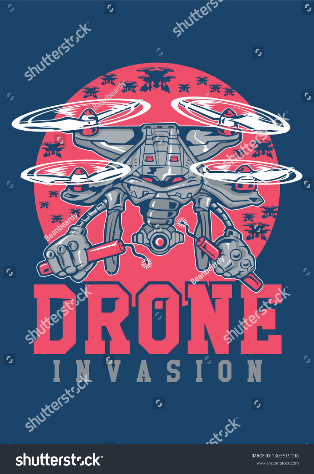 Drone Invasion Cartoon Stock Vector (Royalty Free) 1303619098