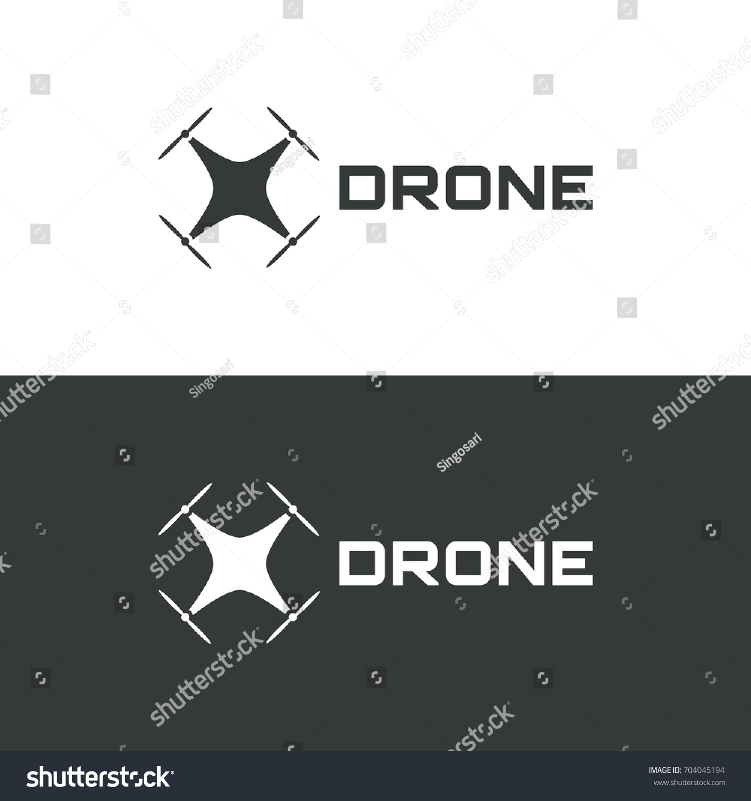 Drone Logo Design Template: vector de stock (libre de regalías) 704045194