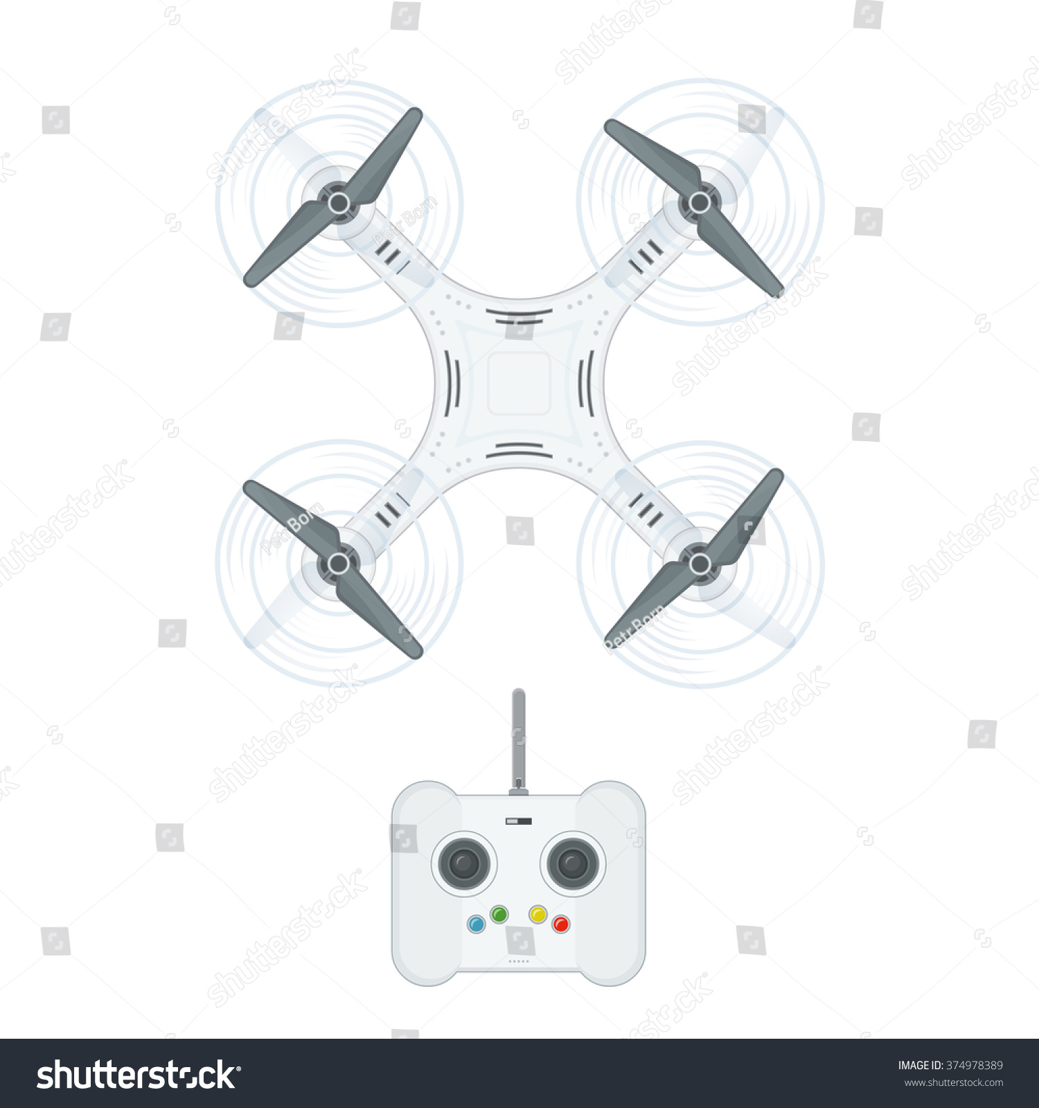 Drone Quadrocopter Remote Controller White Background Stock Vector ...