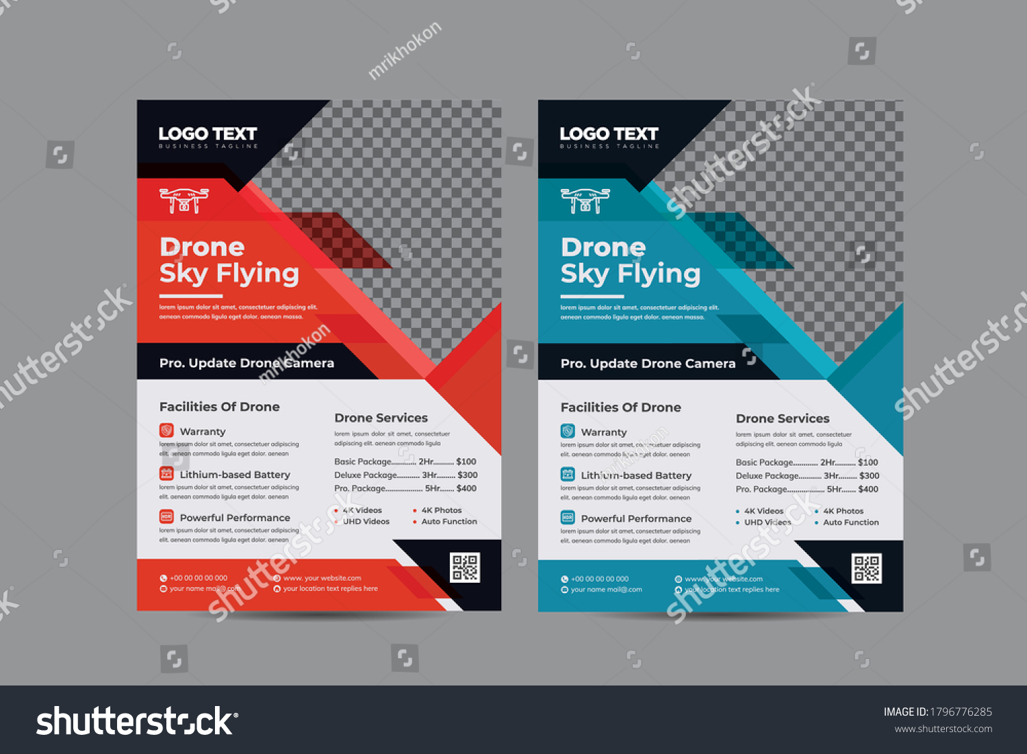 Drone Service Flyer Template Vector Design Stock Vector (Royalty Free ...