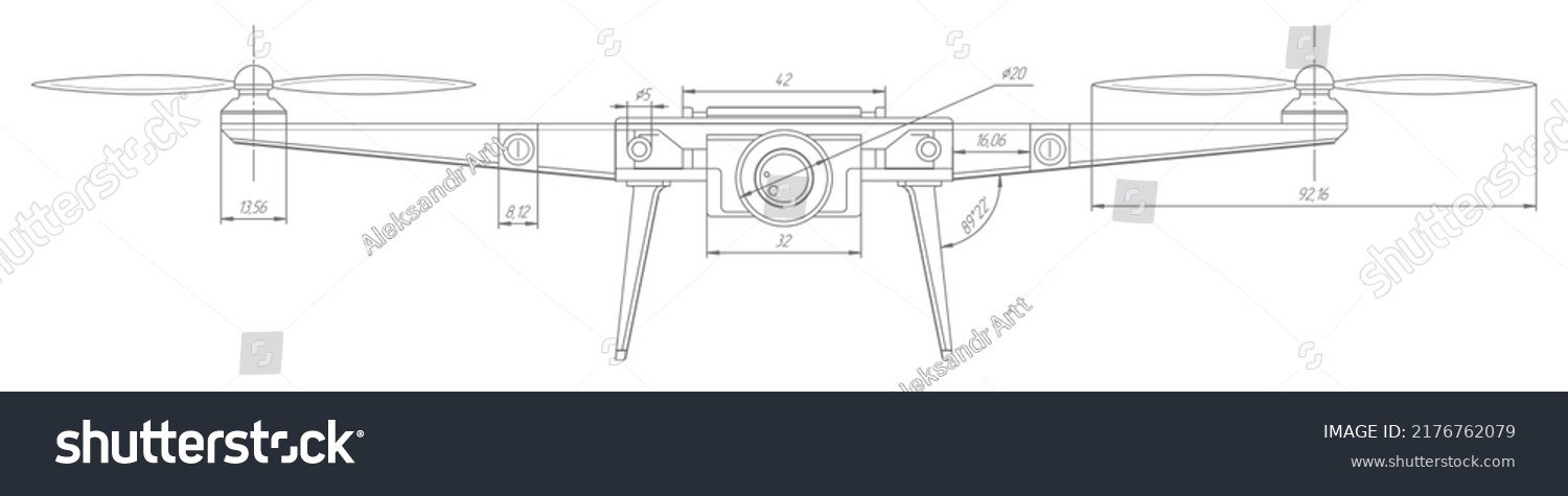 Drone Technical Drawingquadcoptertechnological Innovationflying Robot ...