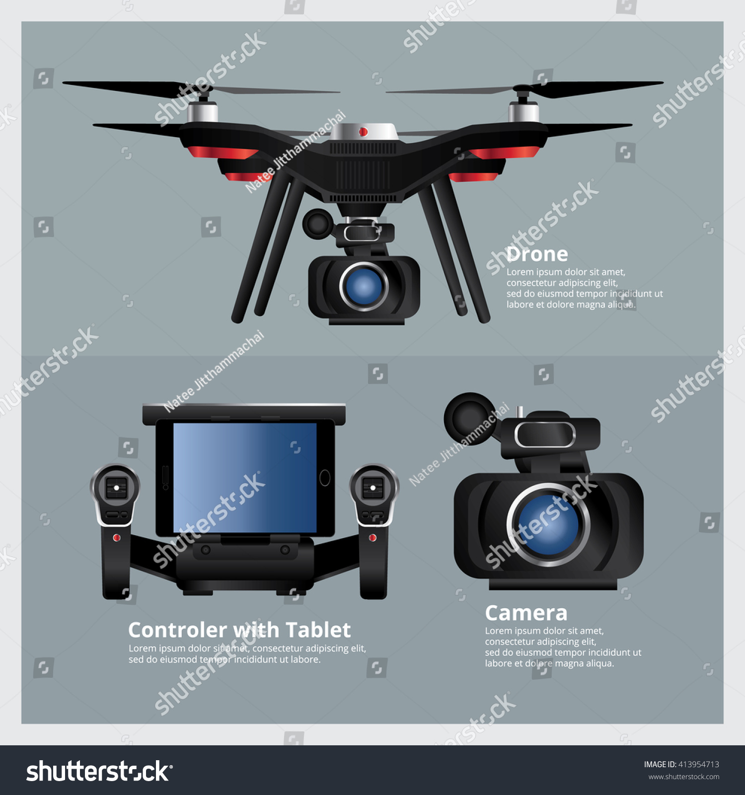 Drone Vdo Camera Controller Vector Illustration Stock Vector (Royalty ...