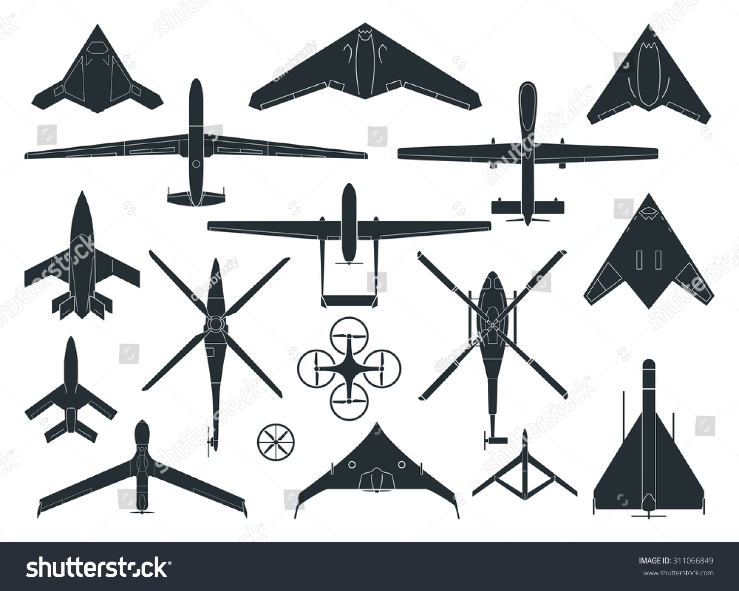 Drones Quad Copters Illustration Stock Vector (Royalty Free) 311066849
