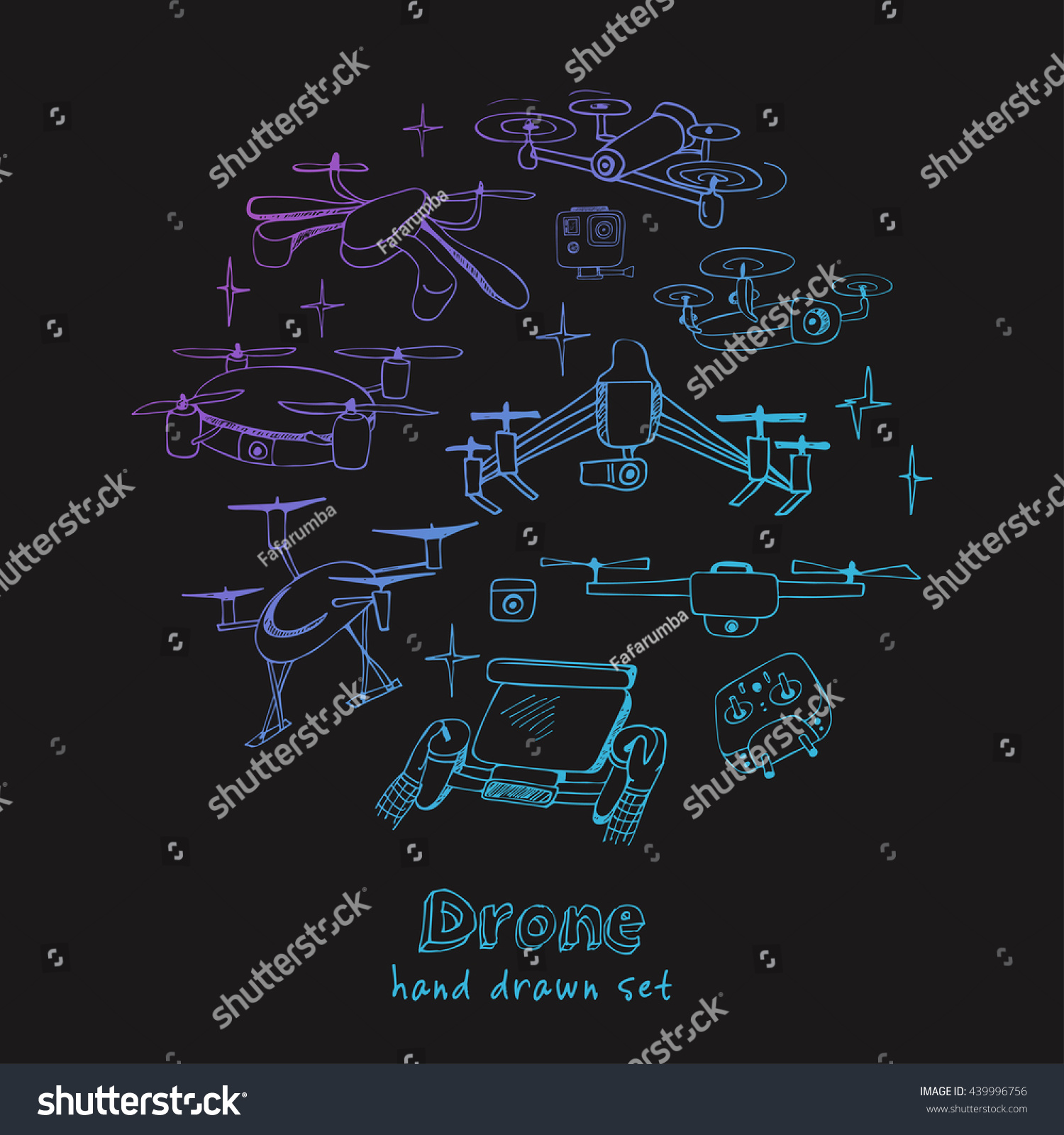 Drones Vector Set Hand Drawn Element: เวกเตอร์สต็อก (ปลอดค่าลิขสิทธิ์ ...
