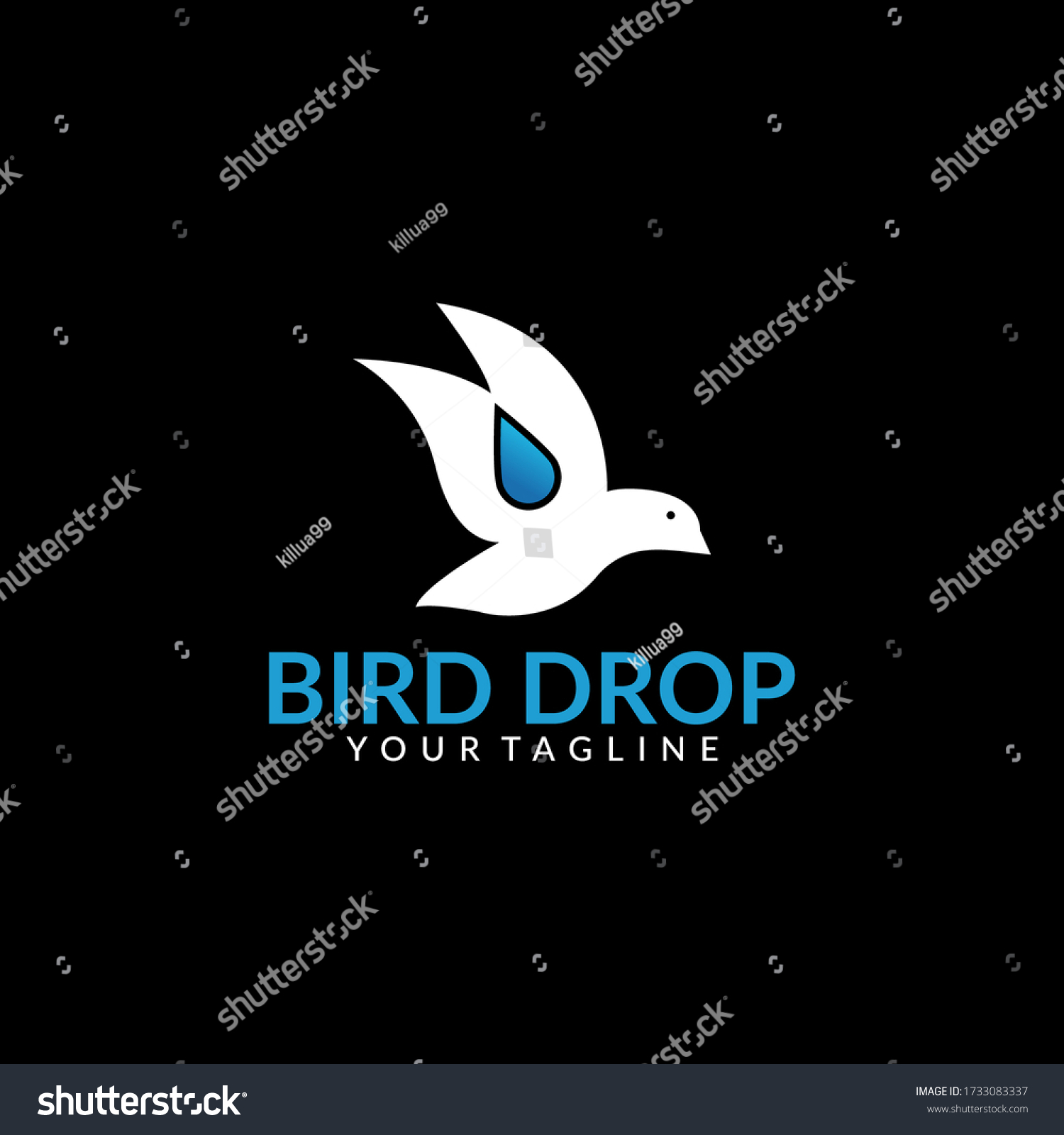 Drop Water Bird Logo Design Template Stock Vector (Royalty Free ...