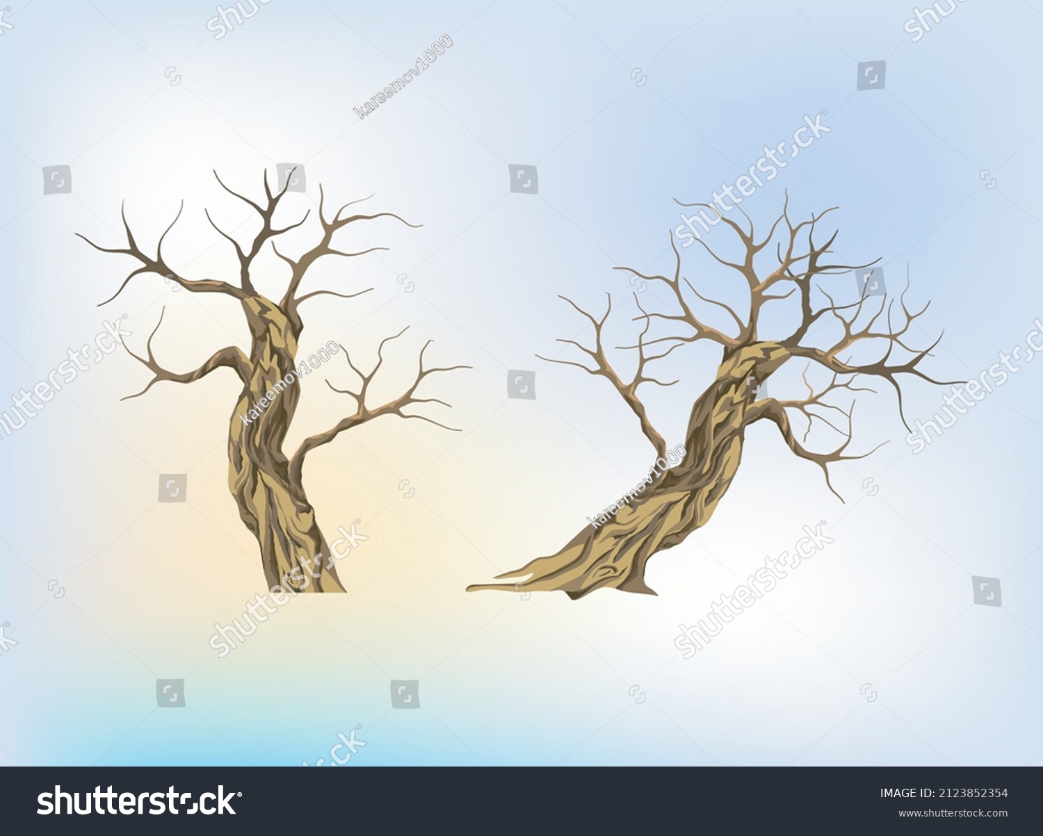 Drought Dead Trees Vector Illuatrations Stock Vector (Royalty Free ...