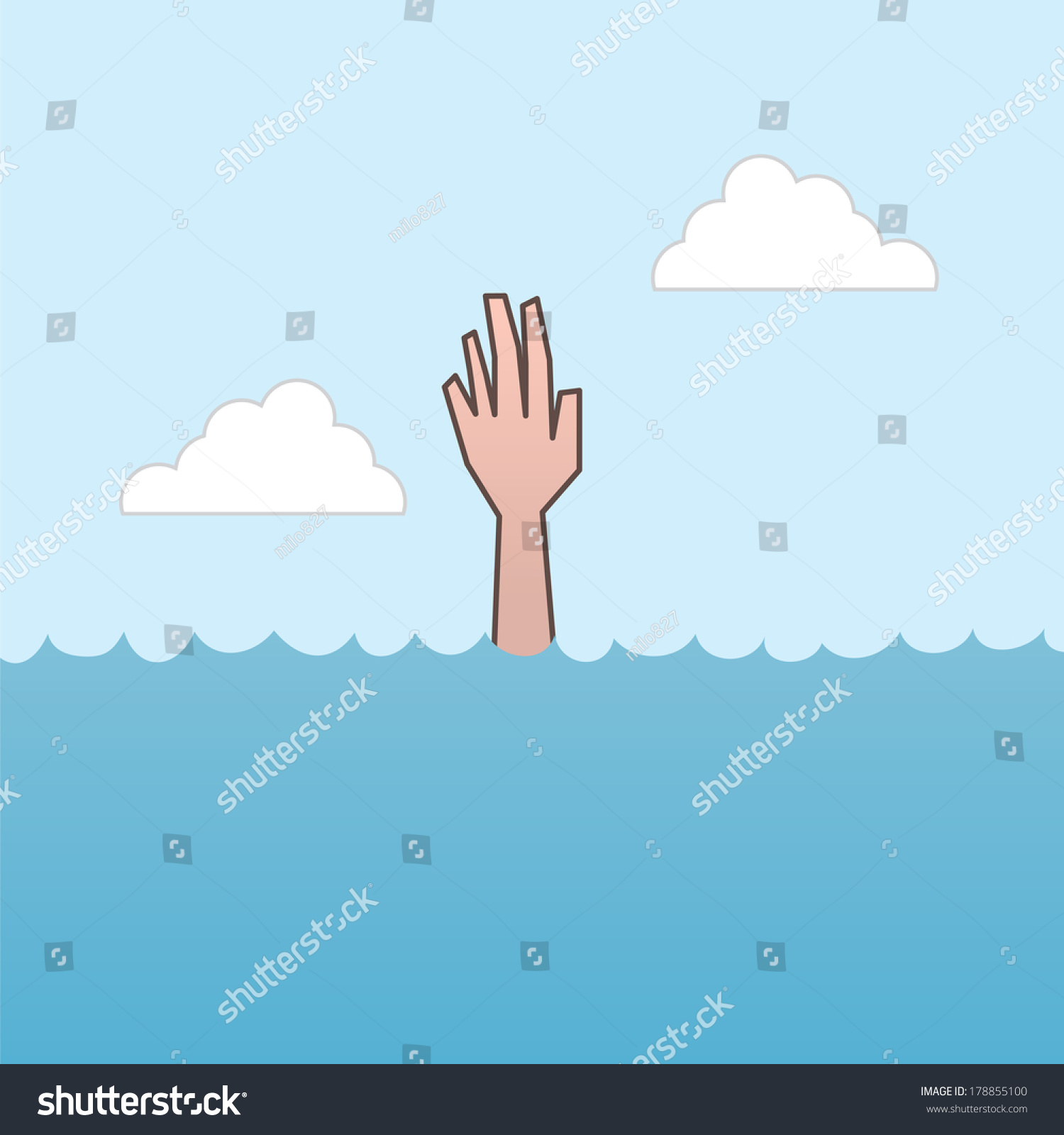 Drowning Reaching Out Hand Help Stock Vector (Royalty Free) 178855100 ...