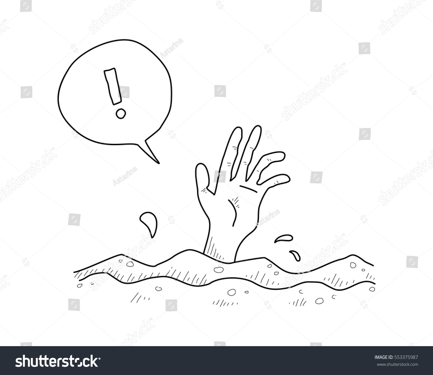 Drowning Victim Doodle Stock Vector (Royalty Free) 553375987