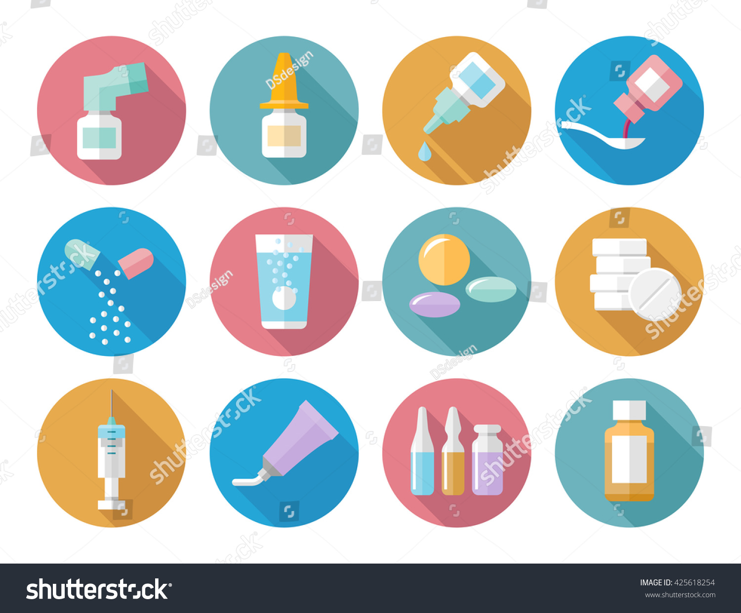 Drug Forms Varicolored Icons Vector 스톡 벡터(사용료 없음) 425618254 - Shutterstock
