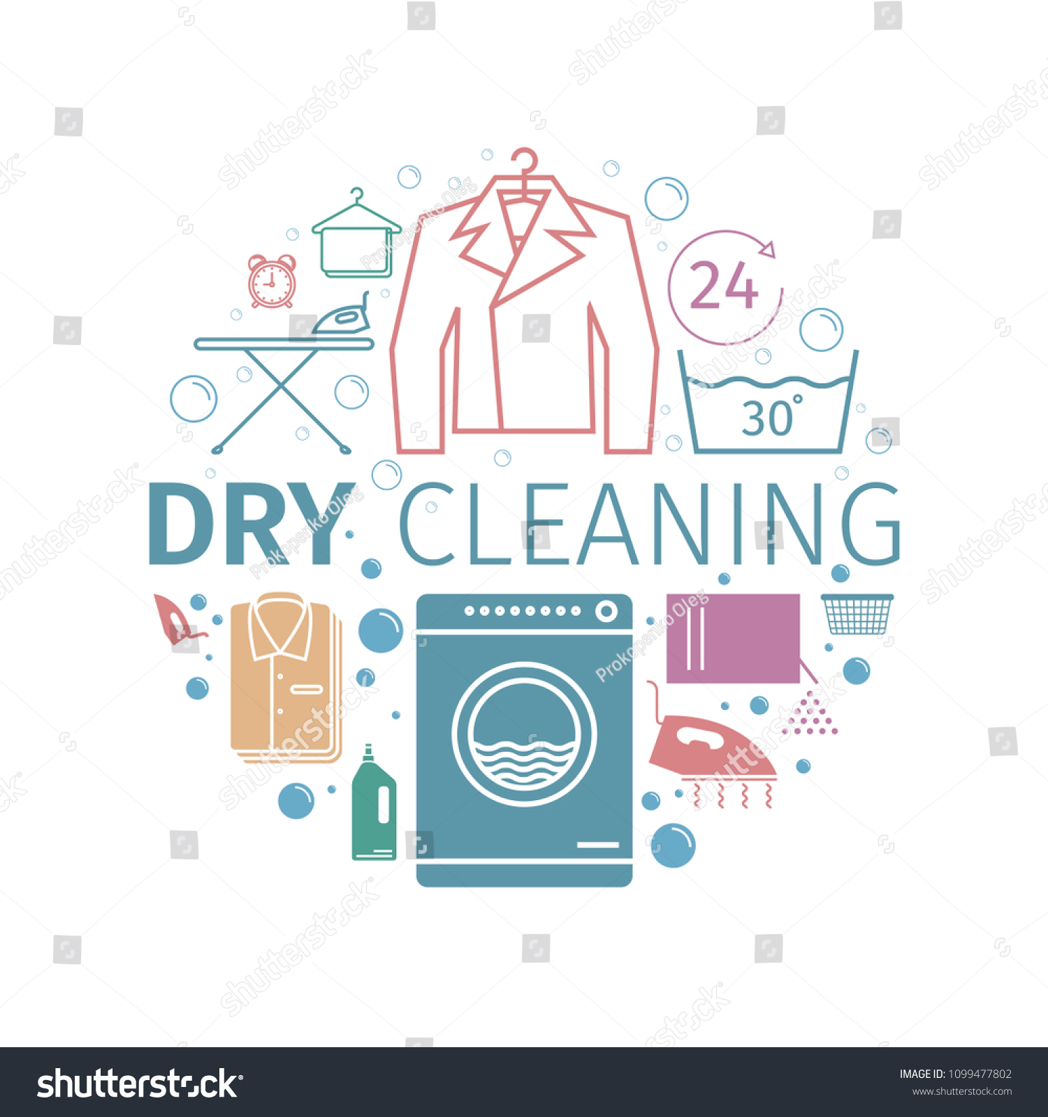 Dry Cleaning Services Banner Vector Icons Stock Vector (Royalty Free ...