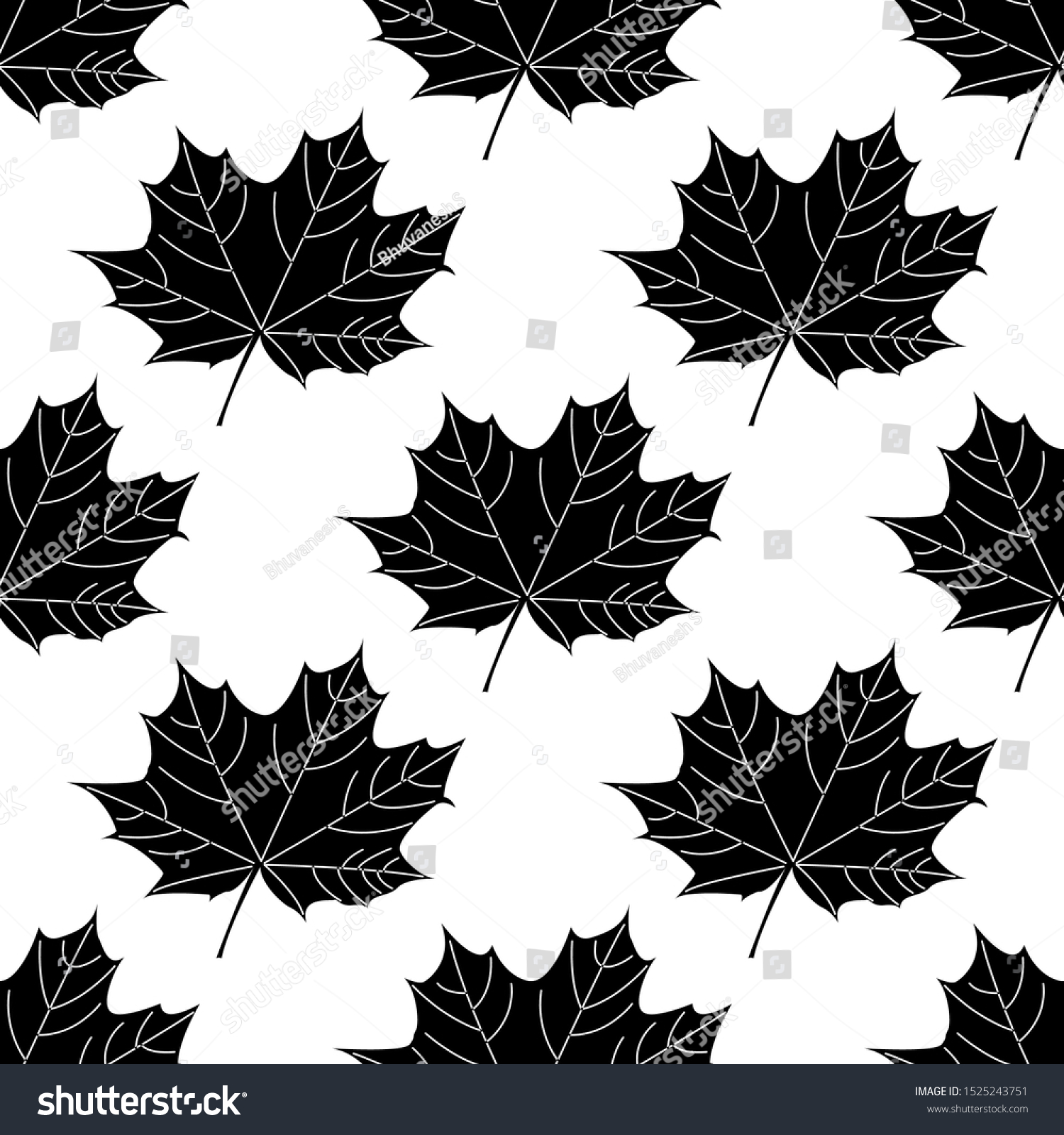 Dry Leaf Vector Line Art Seamless Stock Vector (Royalty Free) 1525243751