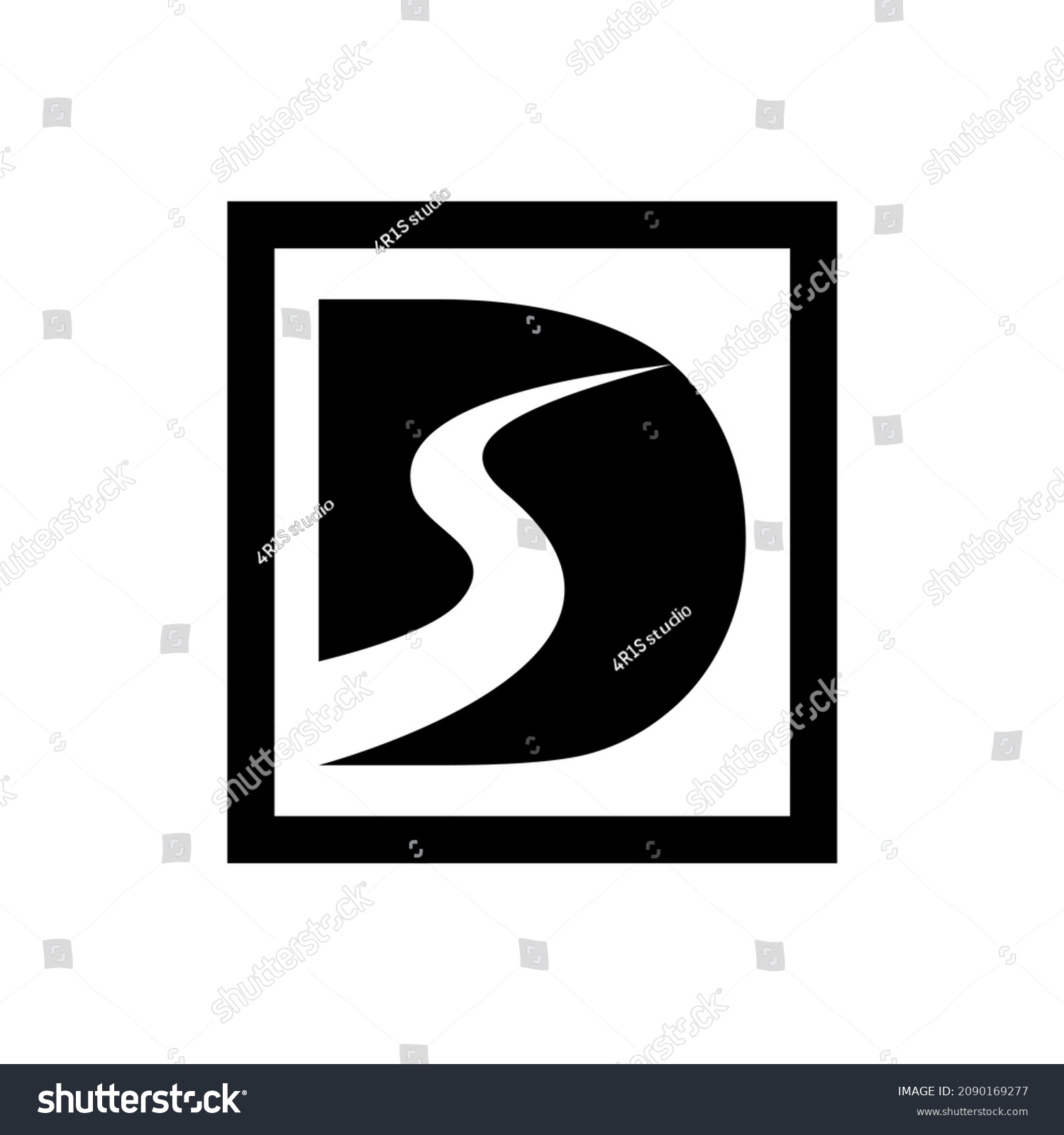 Ds Logo Black White Stock Vector (Royalty Free) 2090169277