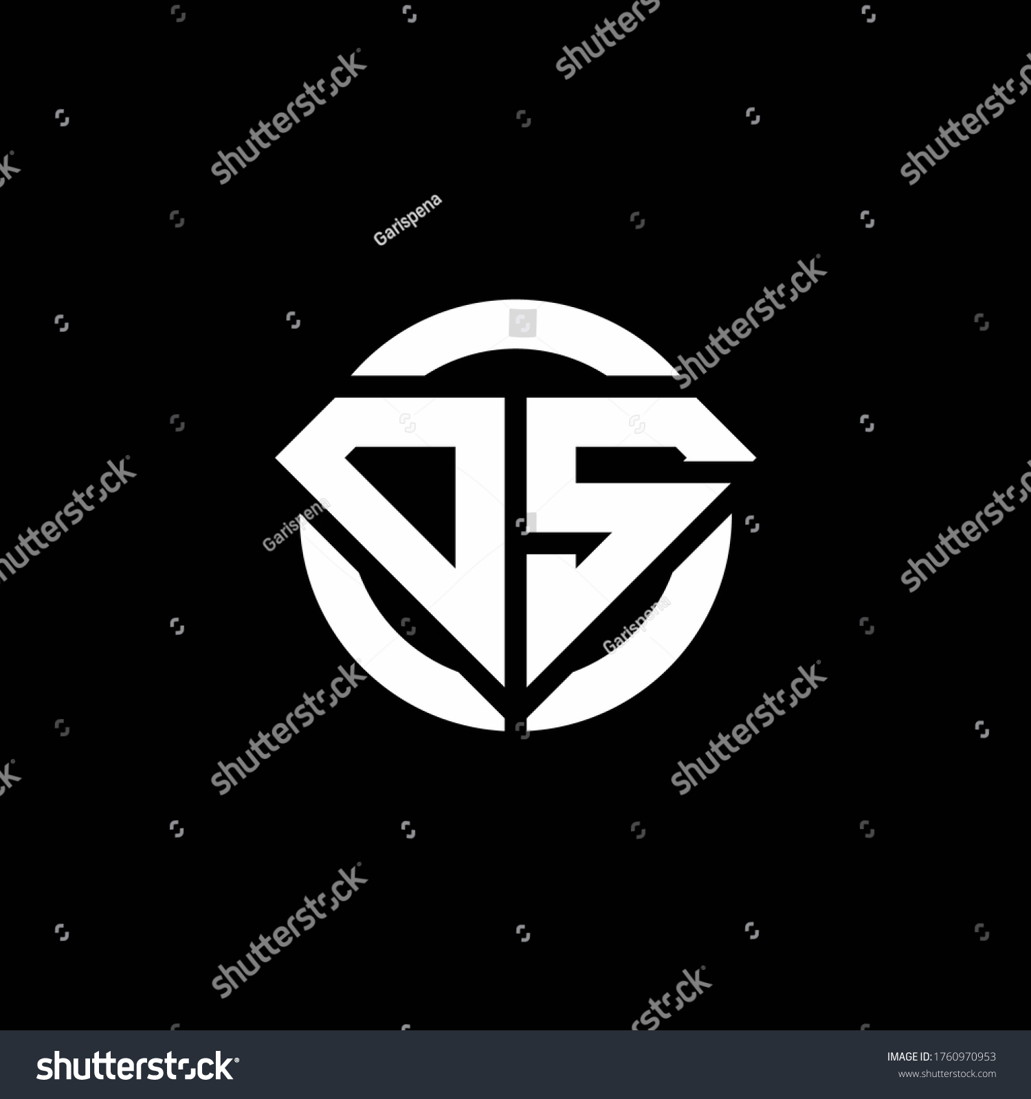 Ds Monogram Logo Diamond Shape Ring Stock Vector (Royalty Free) 1760970953