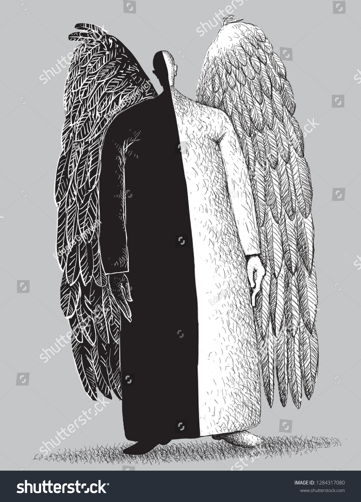 Duality Angel Religious Stock Vector (Royalty Free) 1284317080