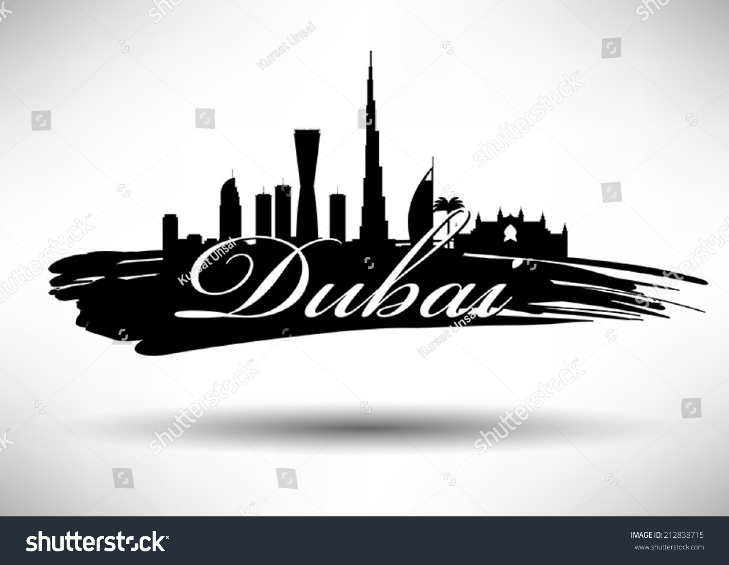 Dubai Skyline Typography Design Stock Vector (Royalty Free) 212838715
