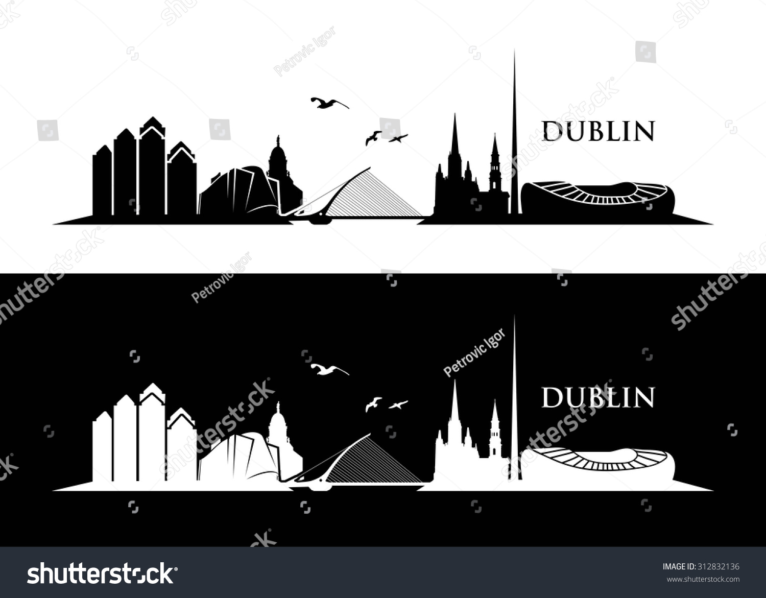 Dublin Skyline Vector Illustration Stock Vector (Royalty Free) 312832136