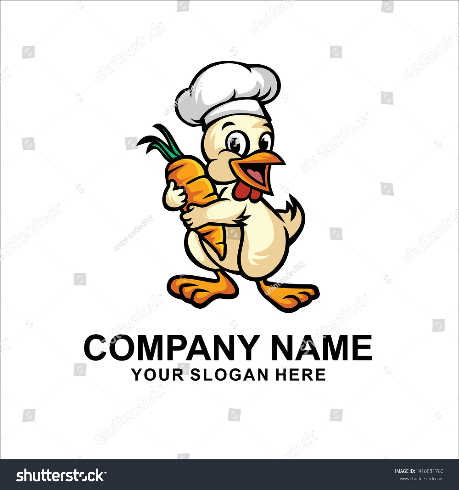 Duck Chef Character Logo Vector Stock Vector (Royalty Free) 1916881760 ...