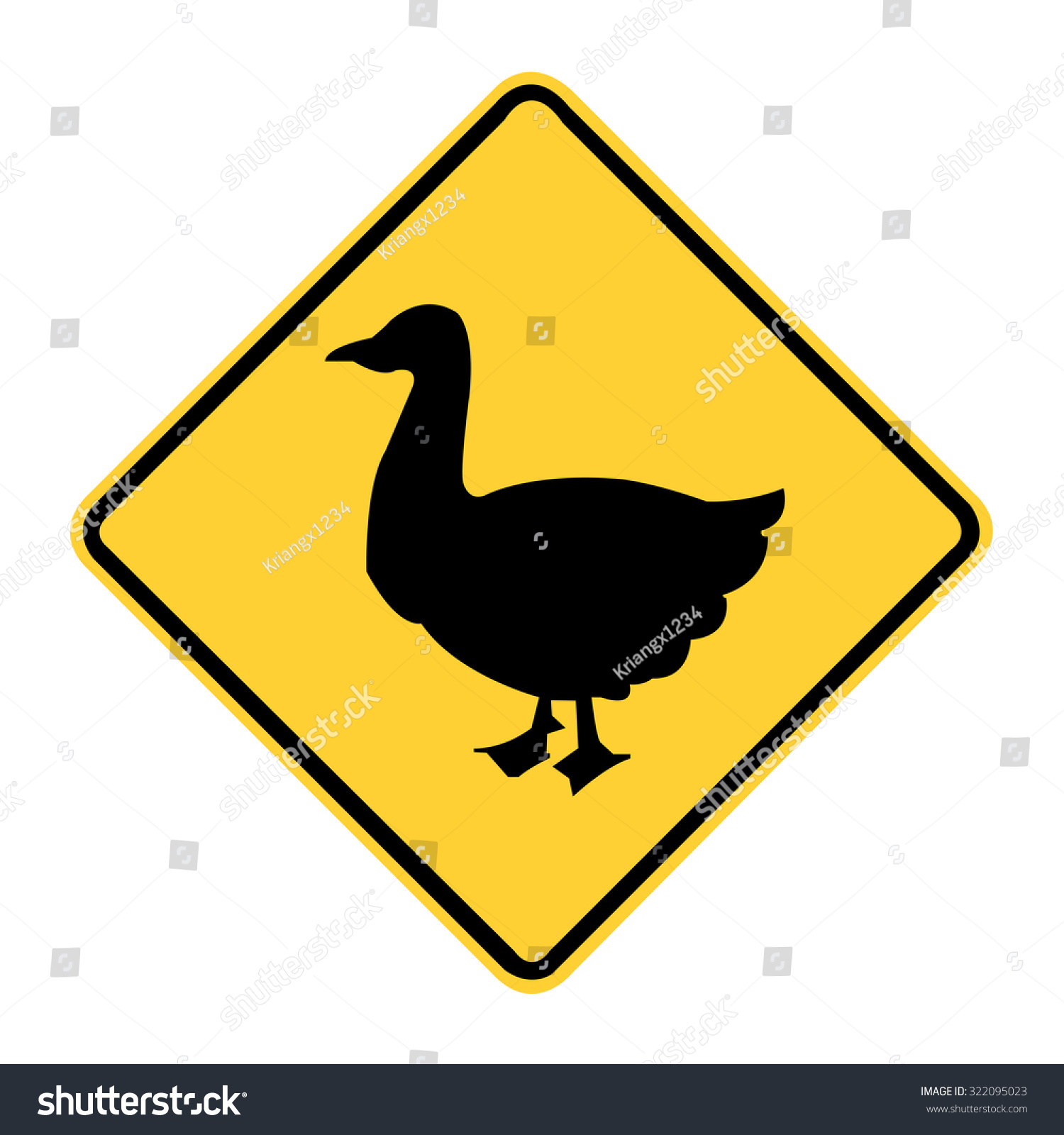 Duck Crossing Sign Stock Vector (Royalty Free) 322095023
