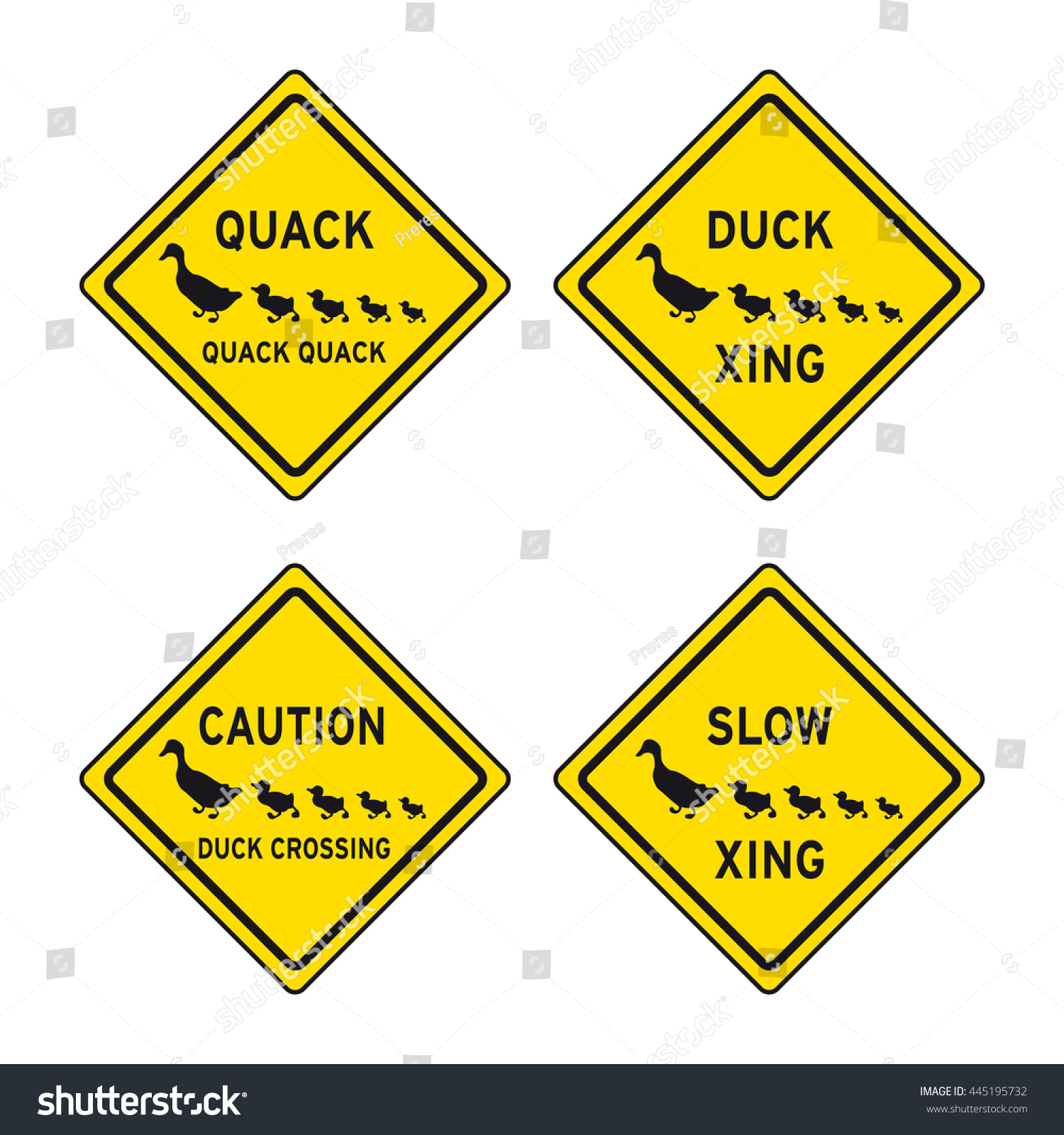 Duck Crossing Traffic Sign Vector Set Stock Vector (Royalty Free ...