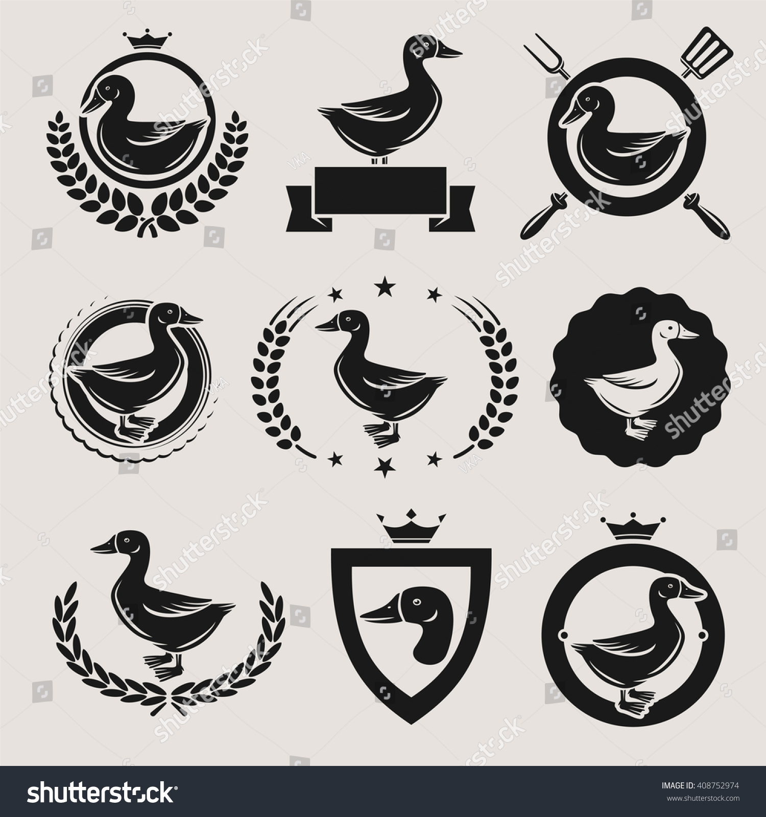Duck Labels Elements Set Vector Stock Vector (Royalty Free) 408752974 ...