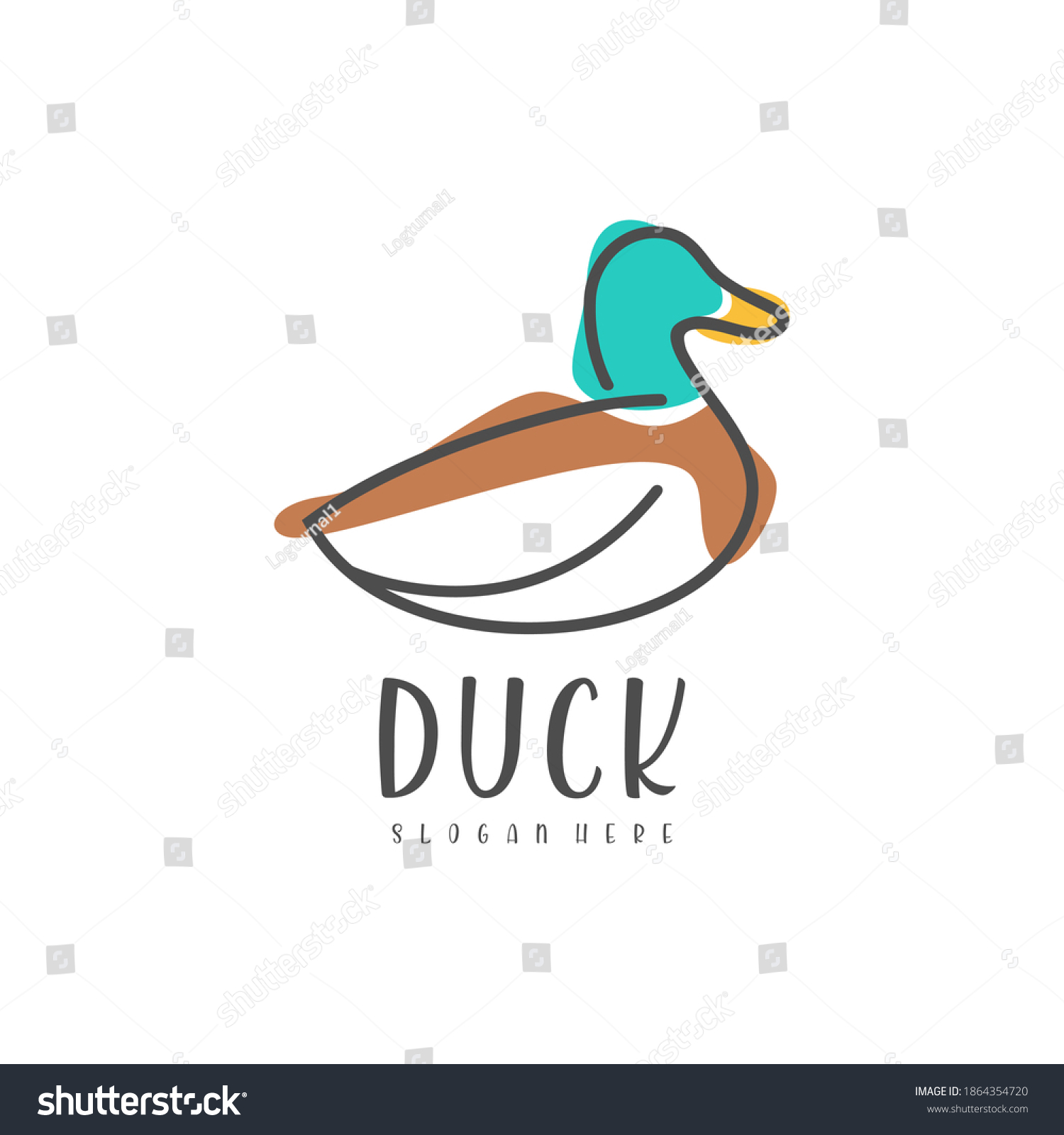 Duck Logo Design Vector Lineart: เวกเตอร์สต็อก (ปลอดค่าลิขสิทธิ์ ...