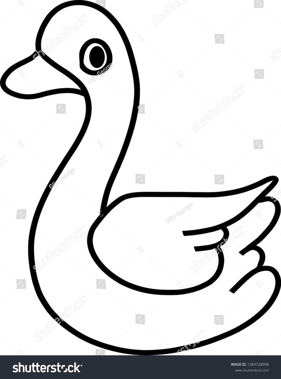 Duck Outline Coloring Page Vector Isolated 스톡 벡터(로열티 프리) 1384728998 ...