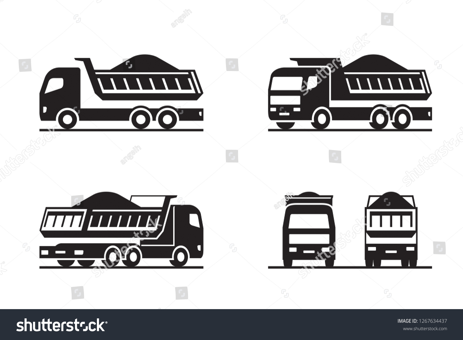Dump Truck Different Perspective Vector Illustration Stock Vector ...
