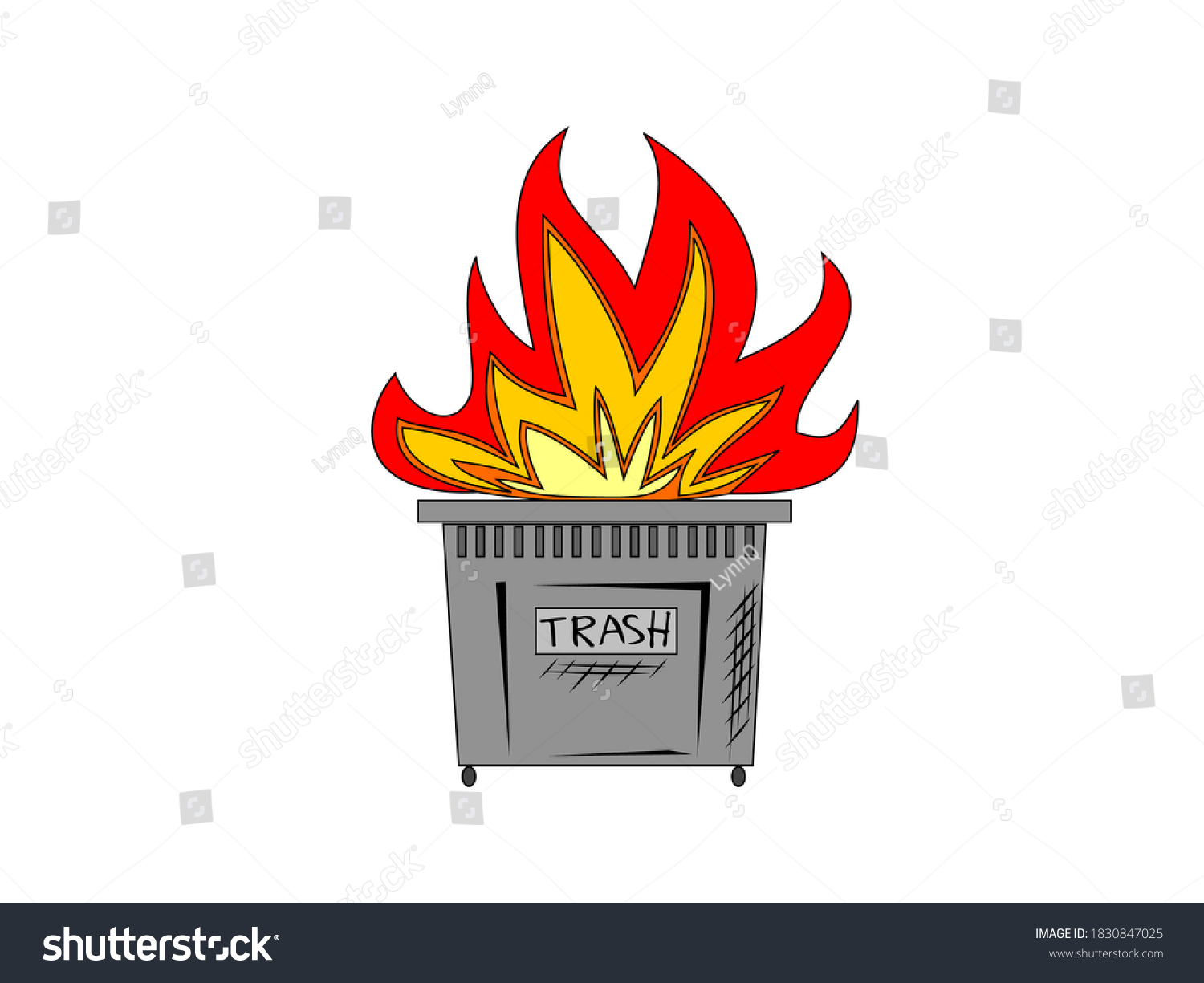Dumpster Fire Isolated On White Stock Vector (Royalty Free) 1830847025