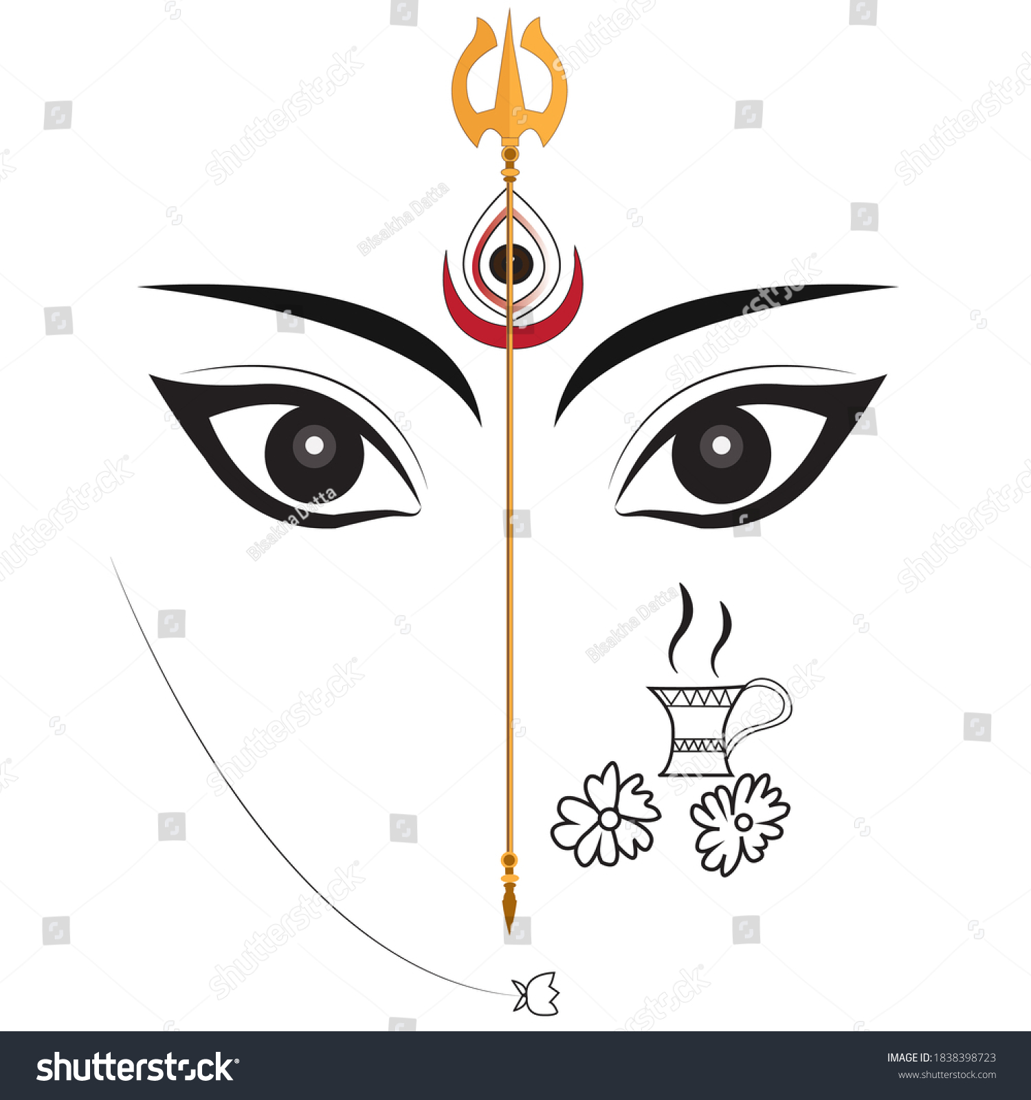 Durga Illustration Line Art Vector Graphics 库存矢量图（免版税）1838398723 ...