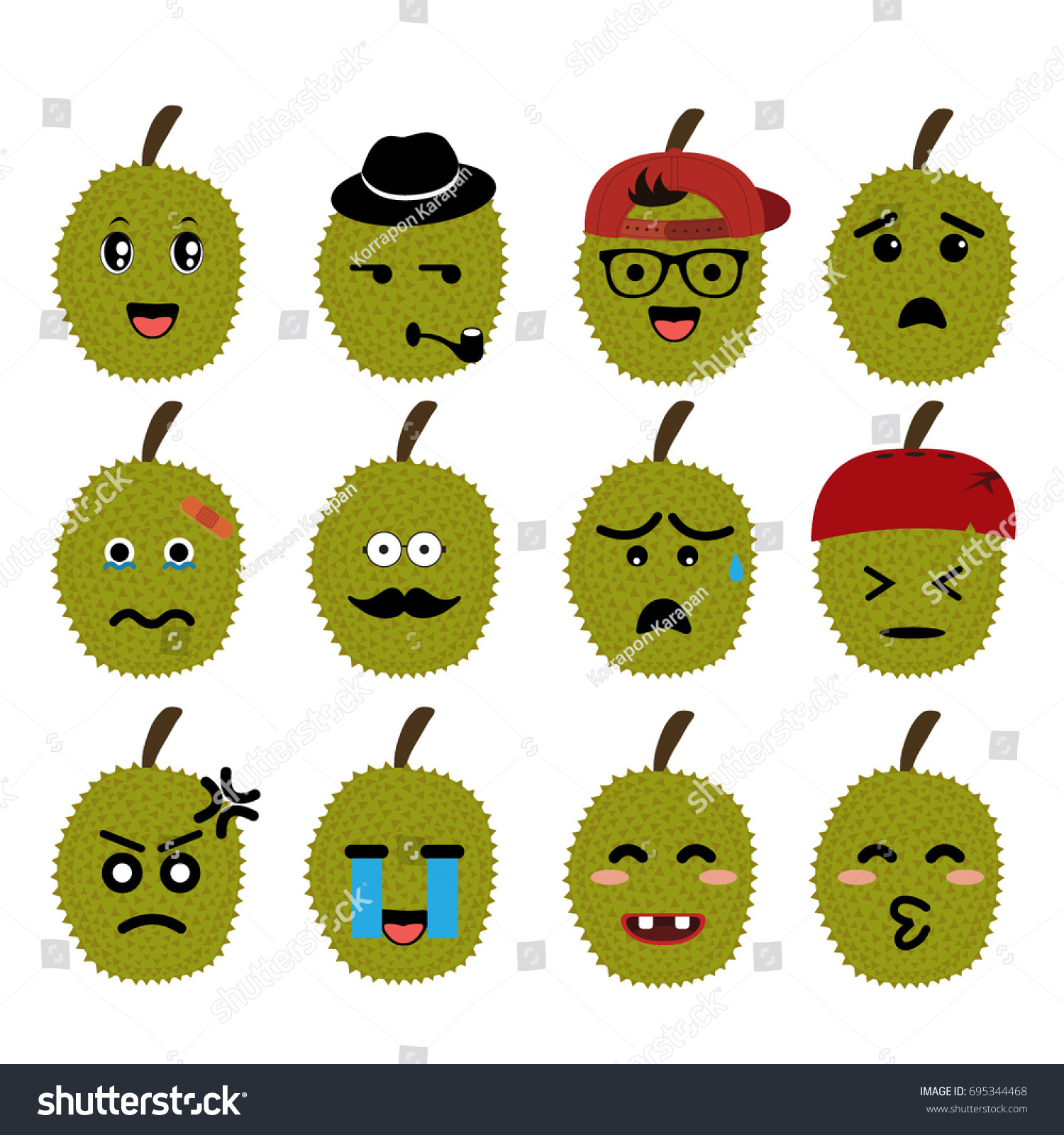 Durian Cartoon Face Vector 스톡 벡터(로열티 프리) 695344468 | Shutterstock