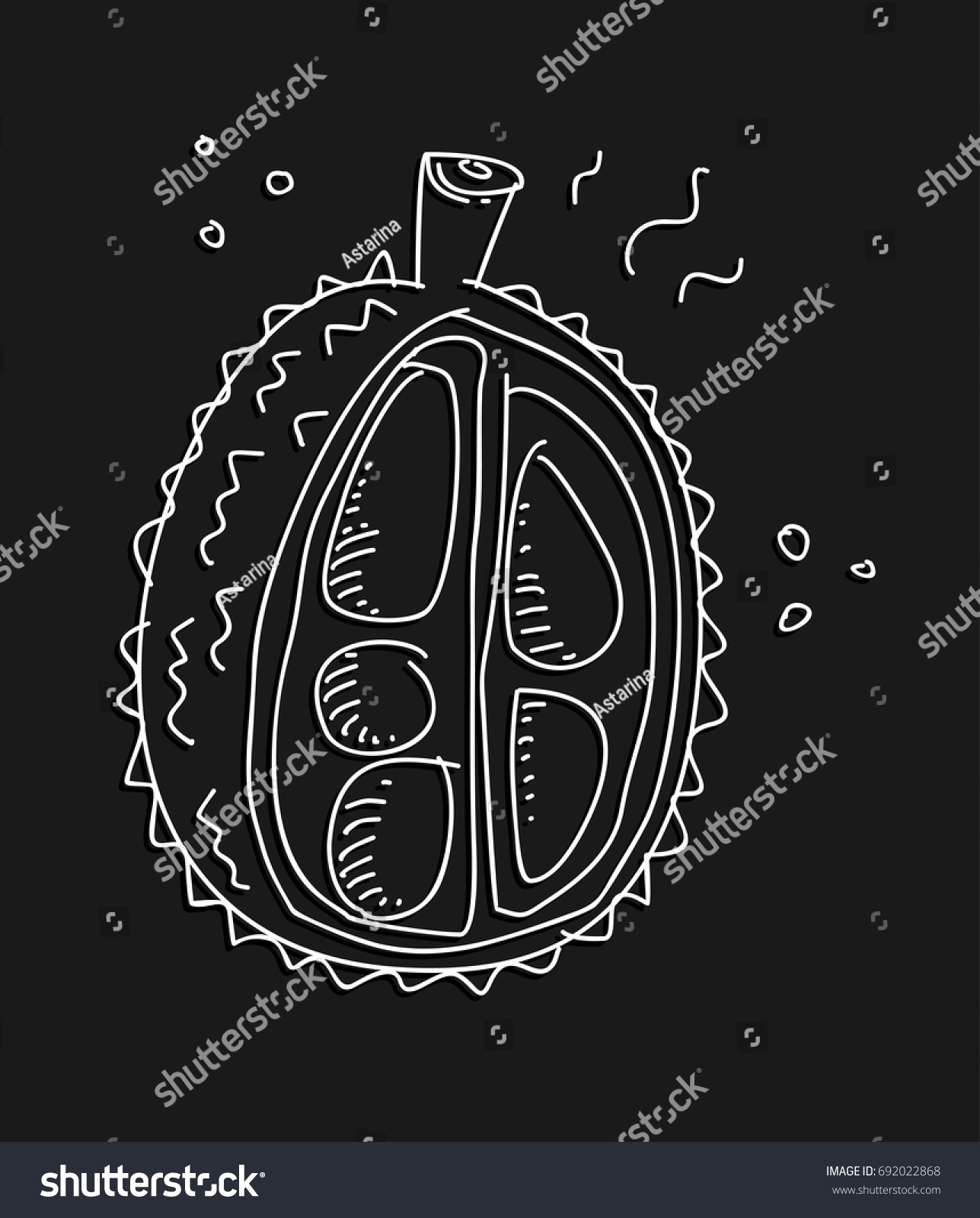Durian Fruit Doodle Stock Vector (Royalty Free) 692022868