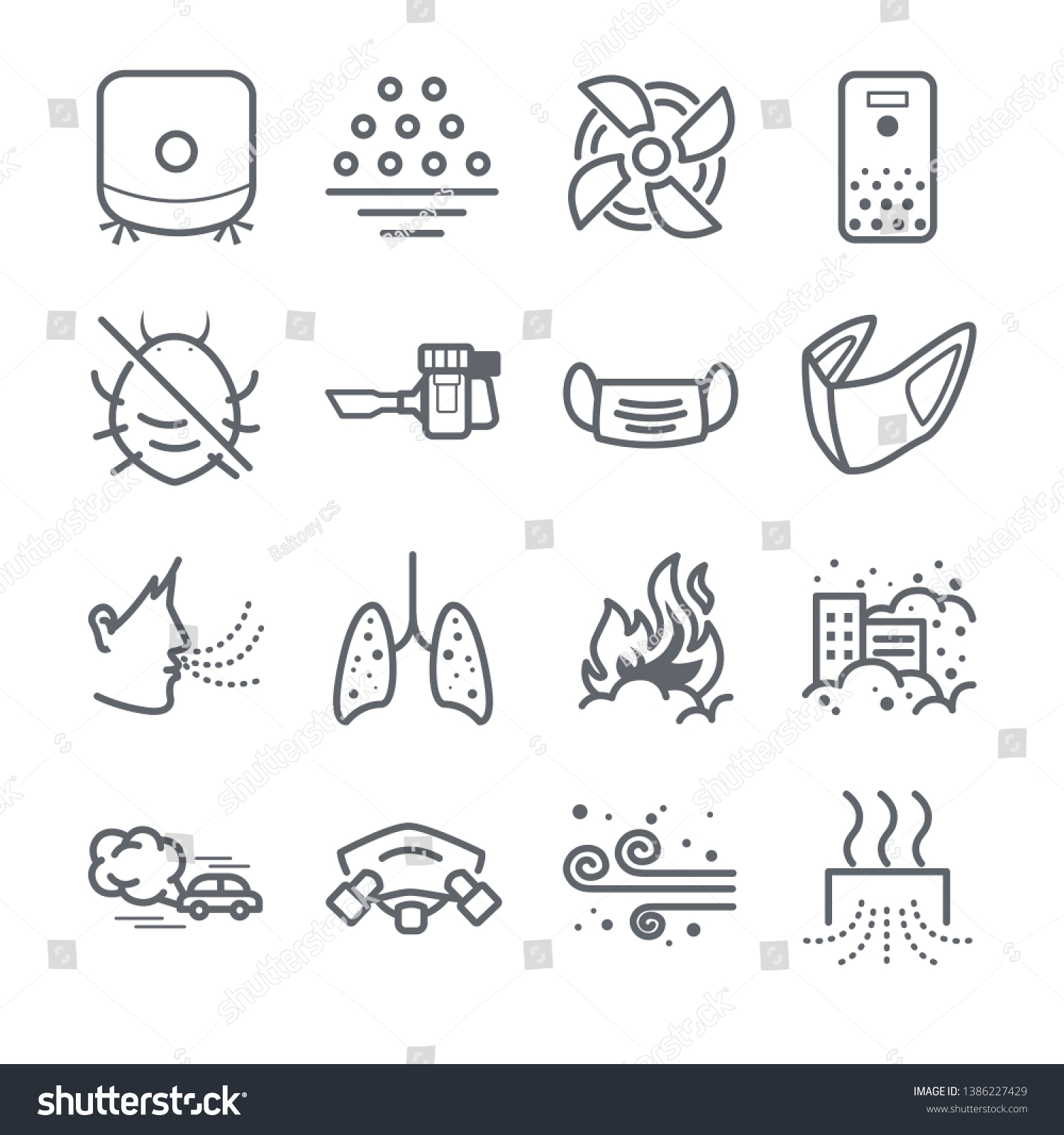 Dust Pollution Icon Set Stock Vector (Royalty Free) 1386227429 ...