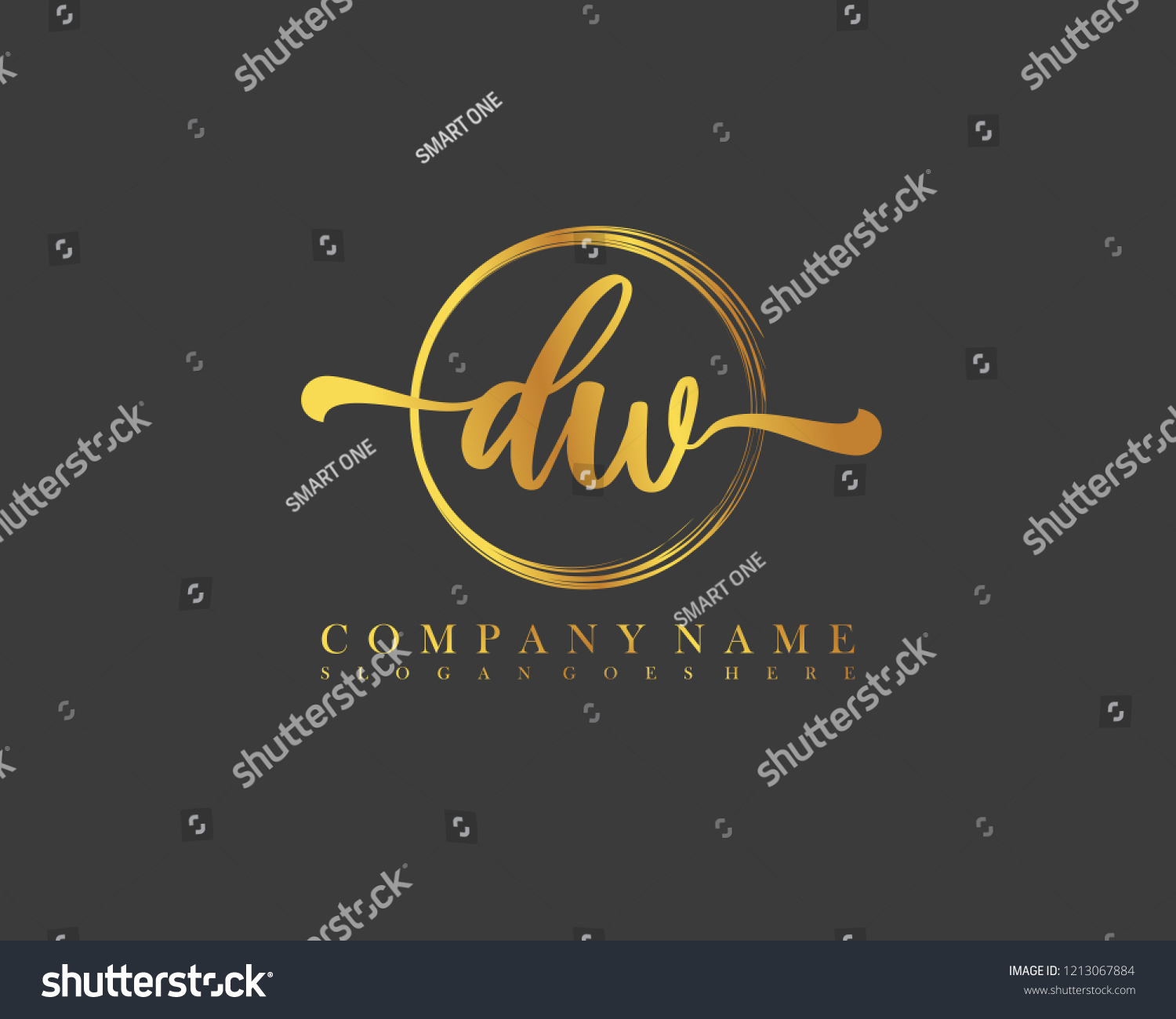 Dw Initial Handwriting Logo Circle Template Stock Vector (Royalty Free ...