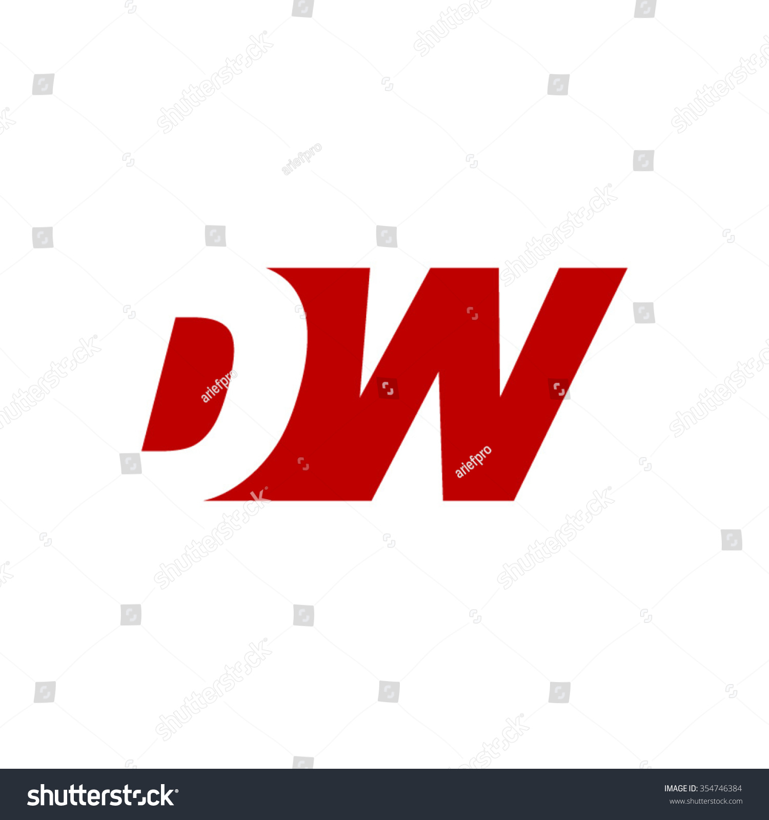 Dw Negative Space Letter Logo Red Stock Vector (Royalty Free) 354746384