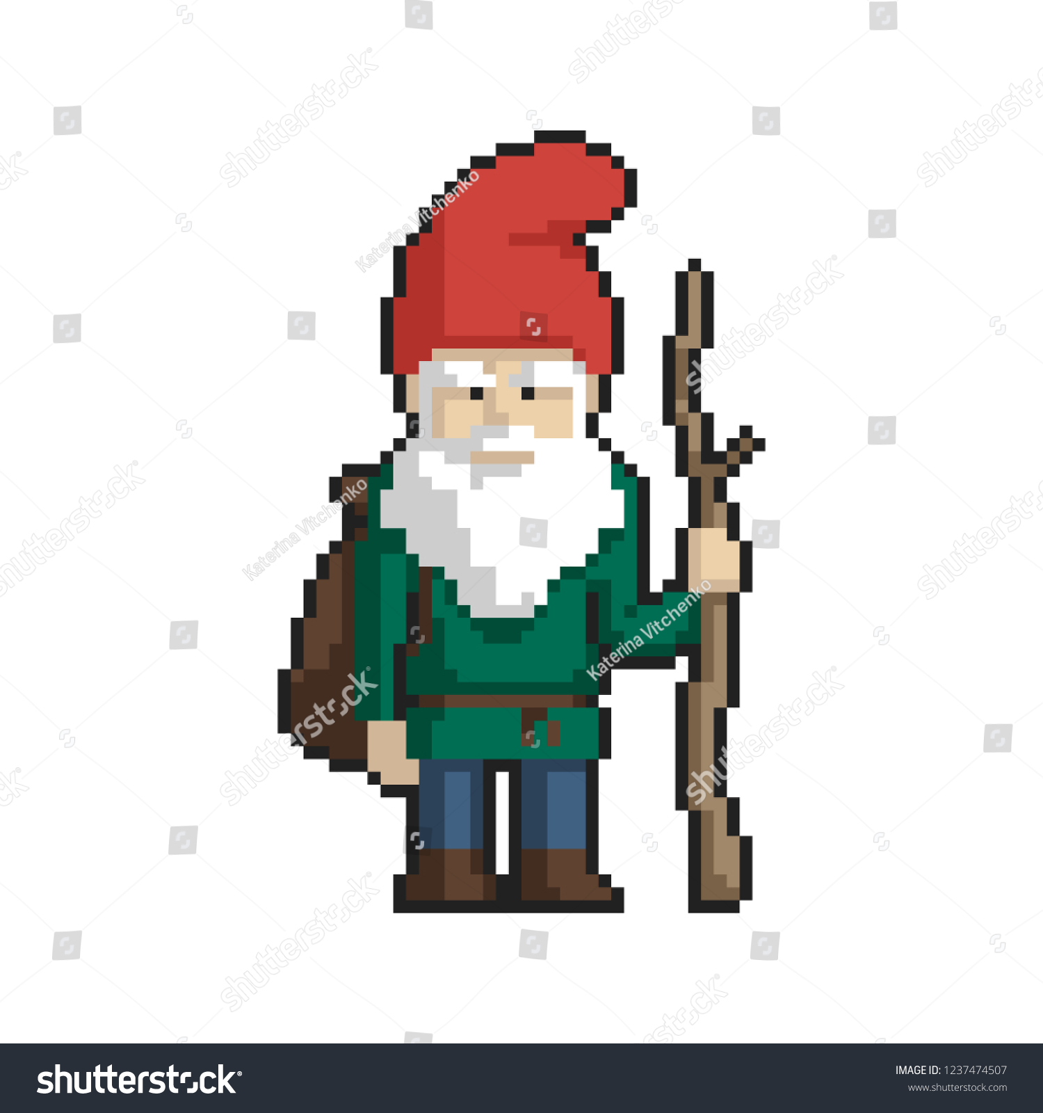 Dwarf Pixel Art On White Background Stock Vector (Royalty Free) 1237474507