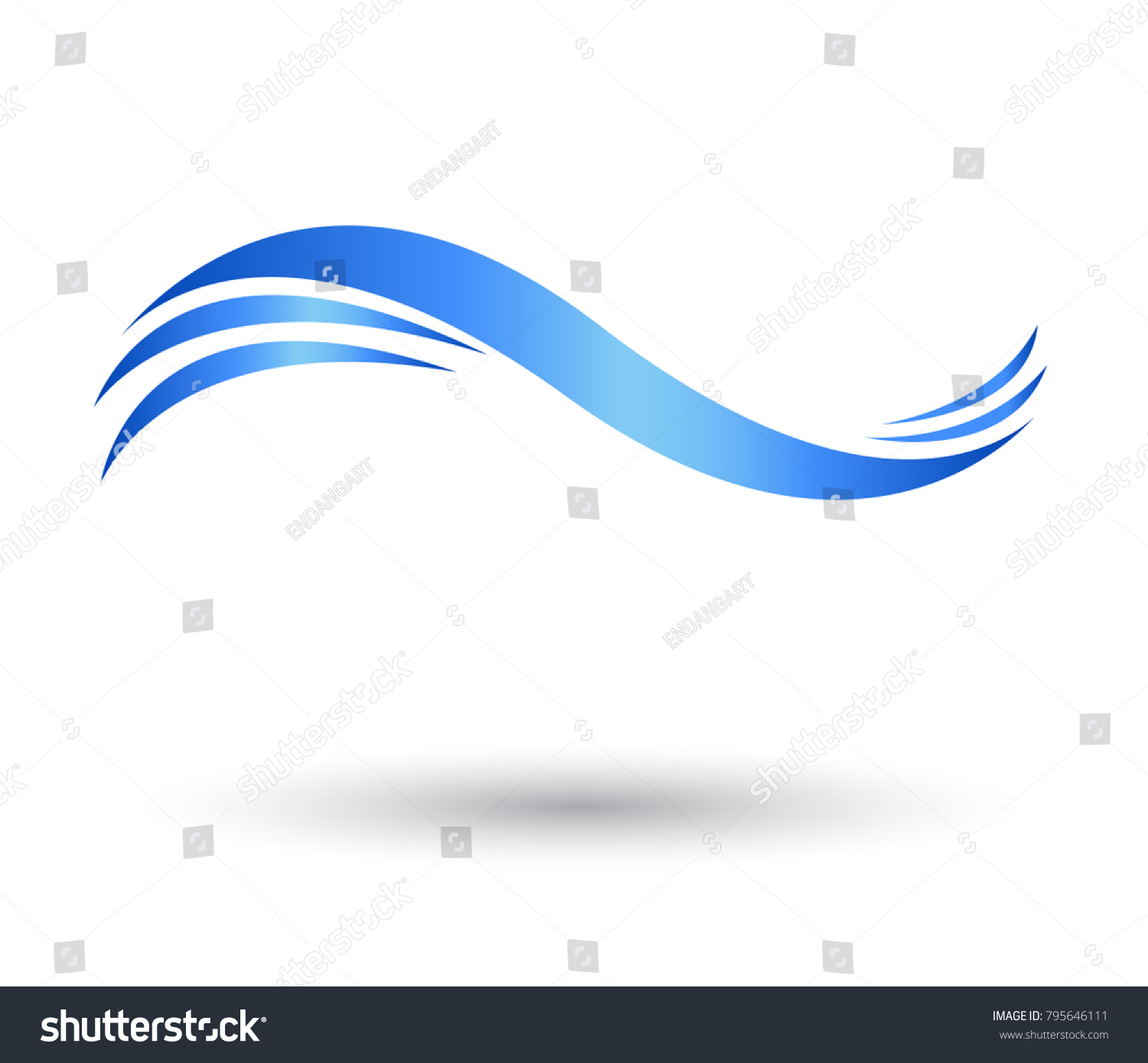 Dynamic Blue Ocean Wave Stream Line Stock Vector (Royalty Free ...