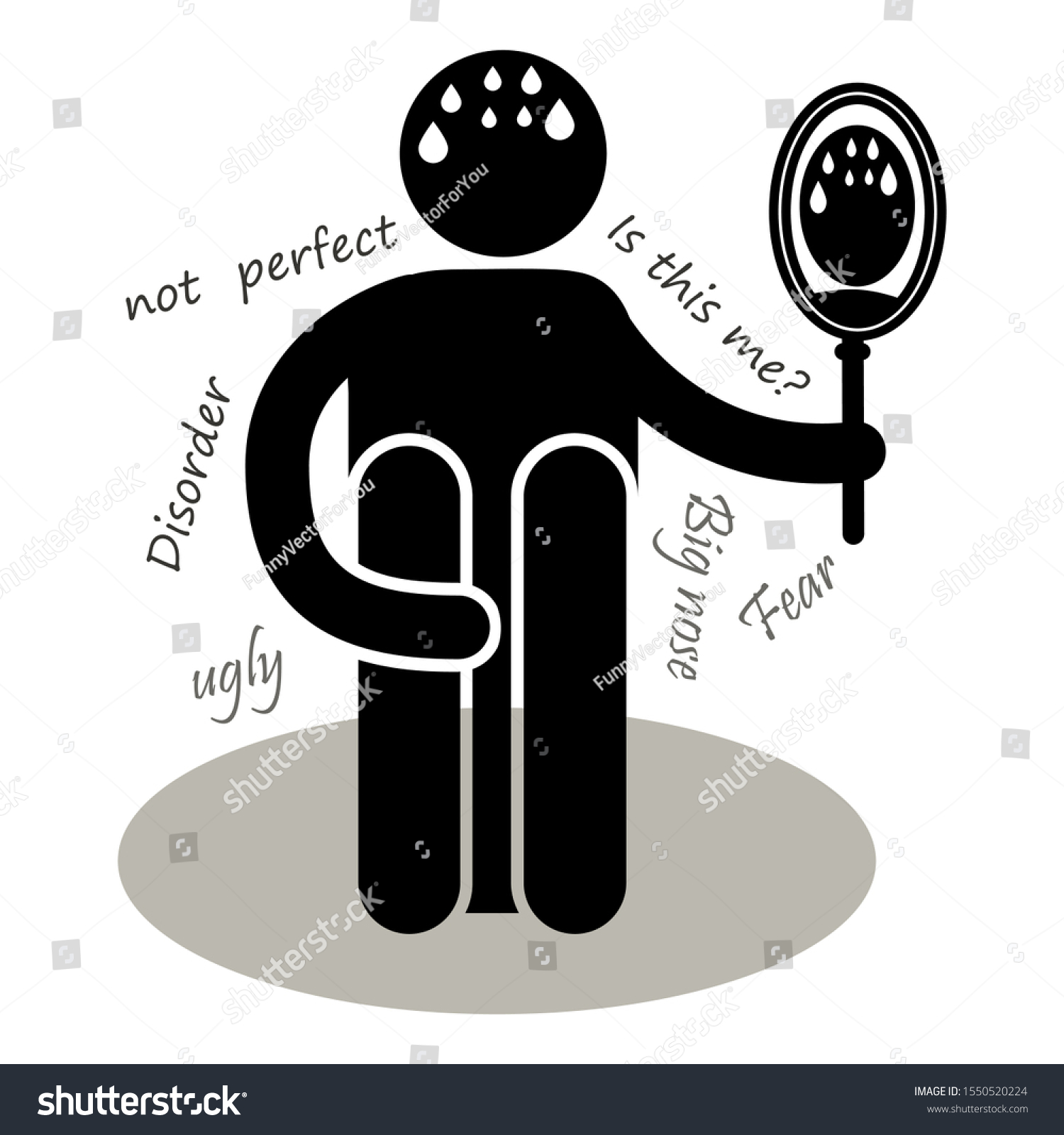 Dysmorphophobia Body Dysmorphic Disorder Mental Disorder Stock Vector ...