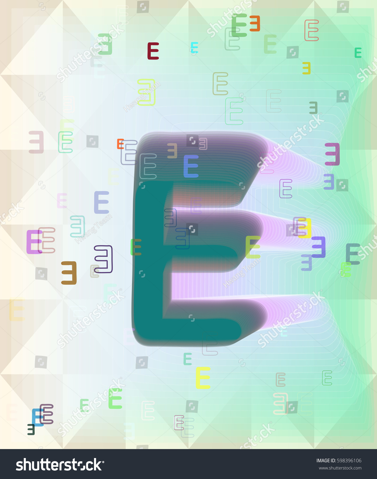 E Alphabet Art Template Stock Vector (Royalty Free) 598396106