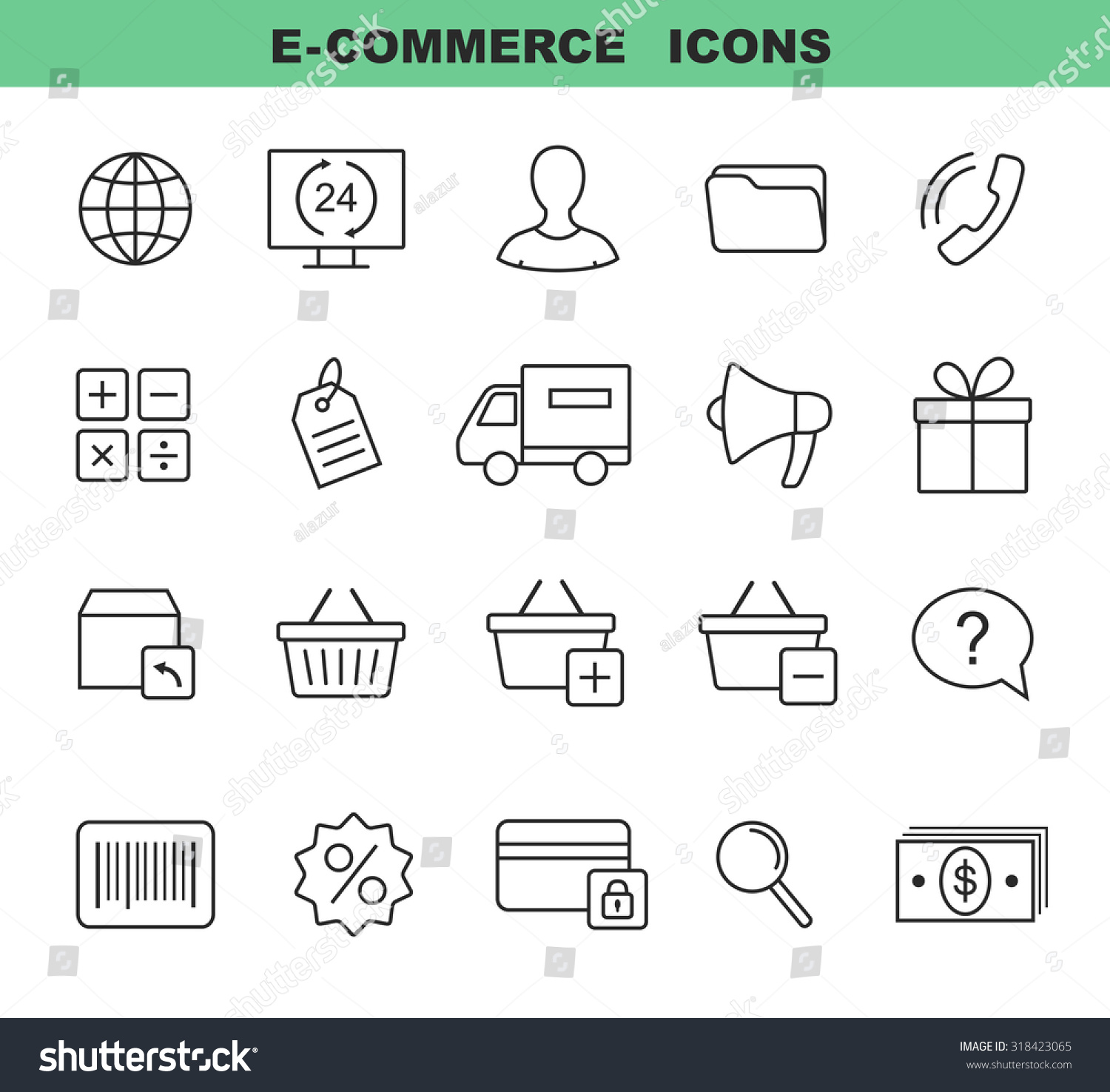 Ecommerce Outline Web Icons Set Stock Vector (Royalty Free) 318423065 ...