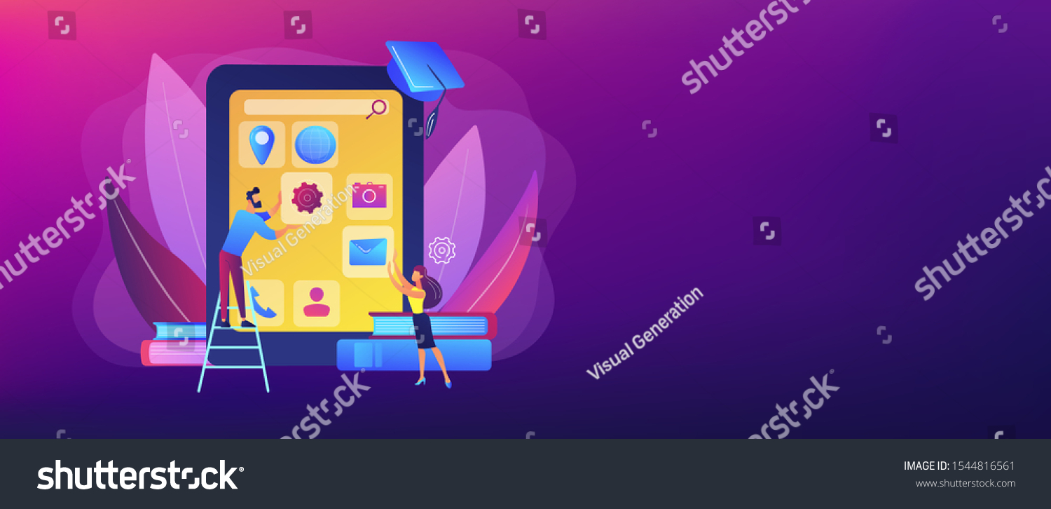 E Learning Education Process Training Application Stock Vector (Royalty ...